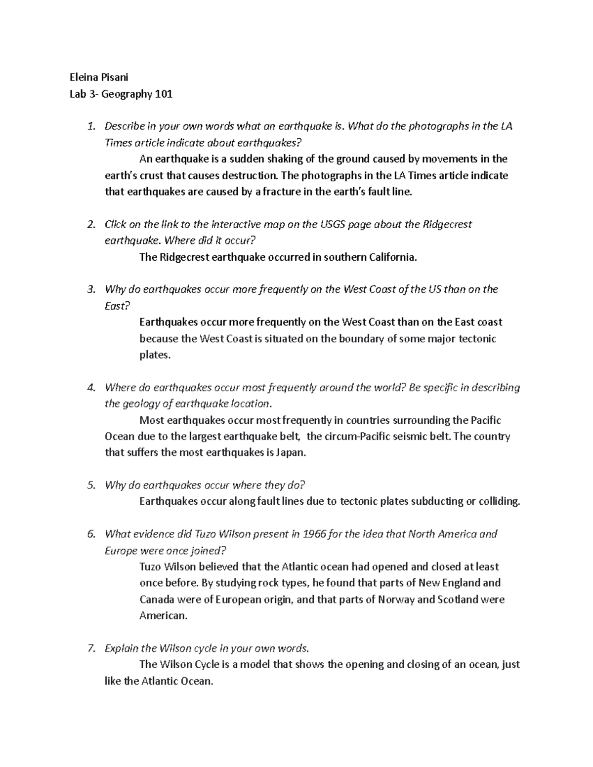 Geography Lab 3 - geo 101- lab 3 - Eleina Pisani Lab 3- Geography 101 1 ...