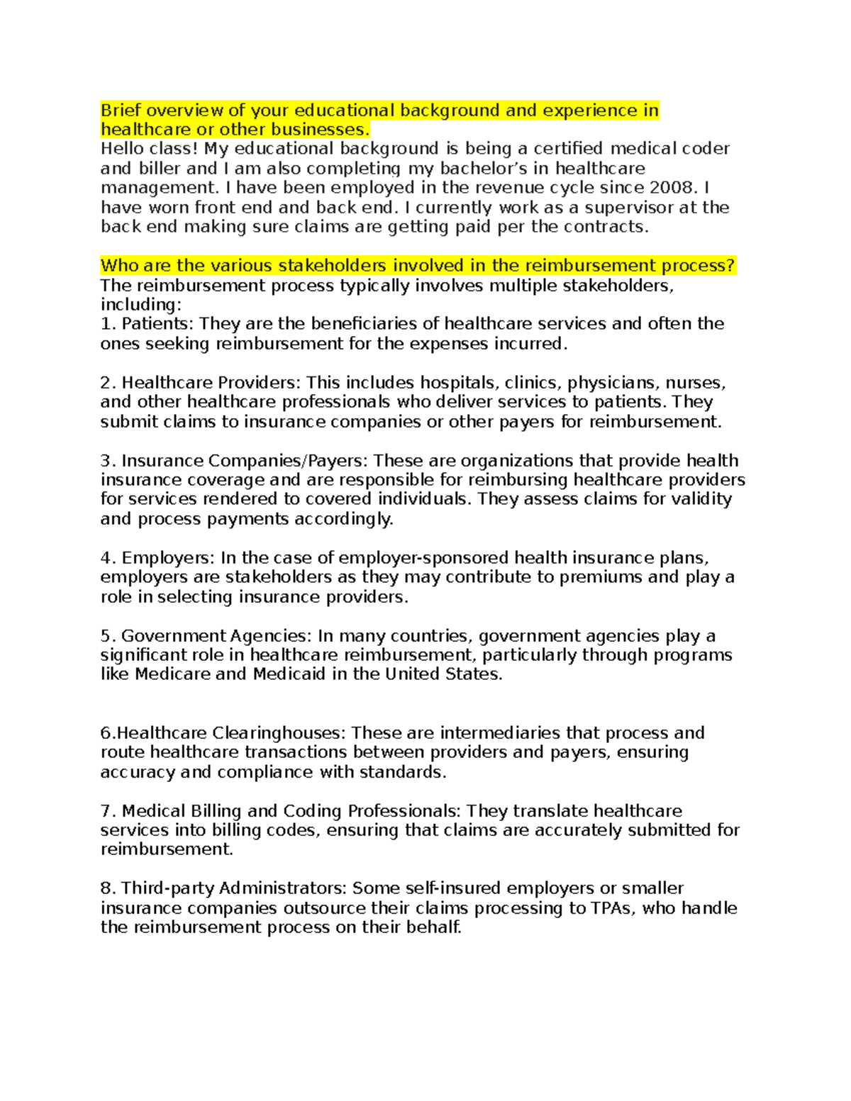 Week One Discussion - Brief overview of your educational background and ...