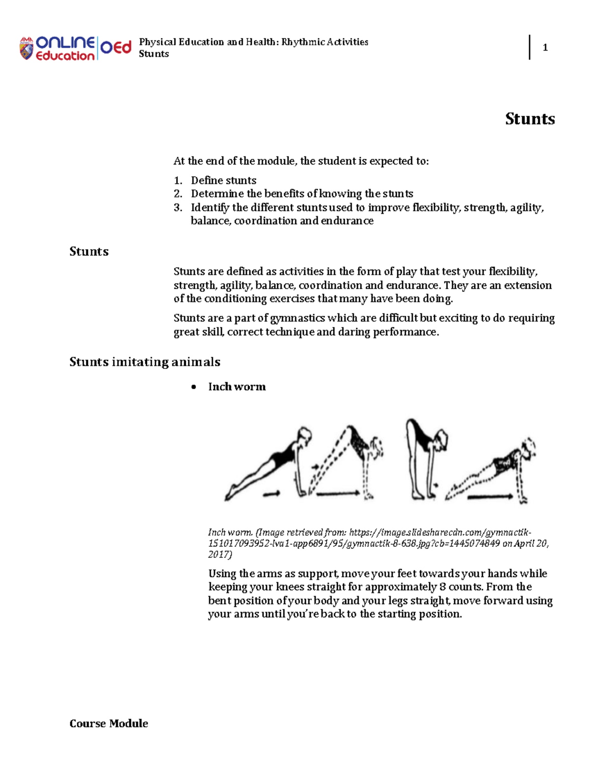Stunts - Lecture Notes - Physical Education and Health: Rhythmic ...