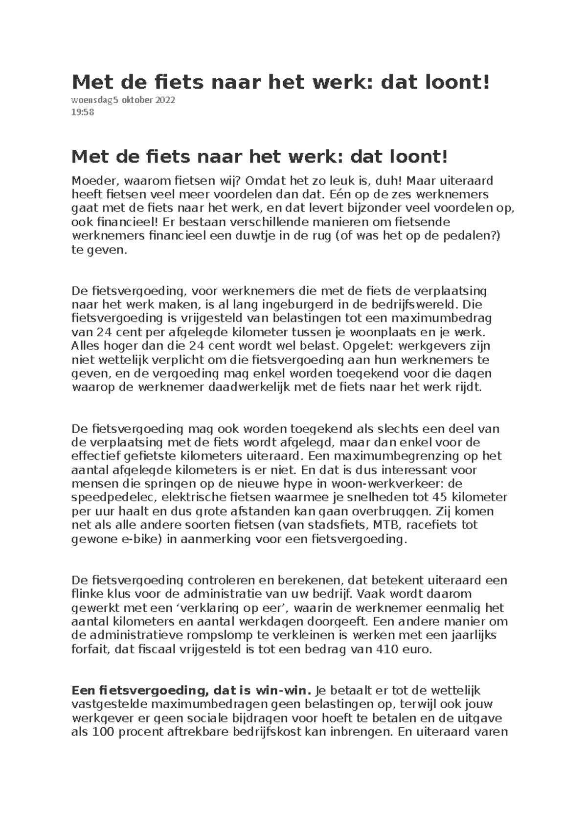 Met de fiets naar het werk dat loont - Met de fiets naar het werk: dat ...