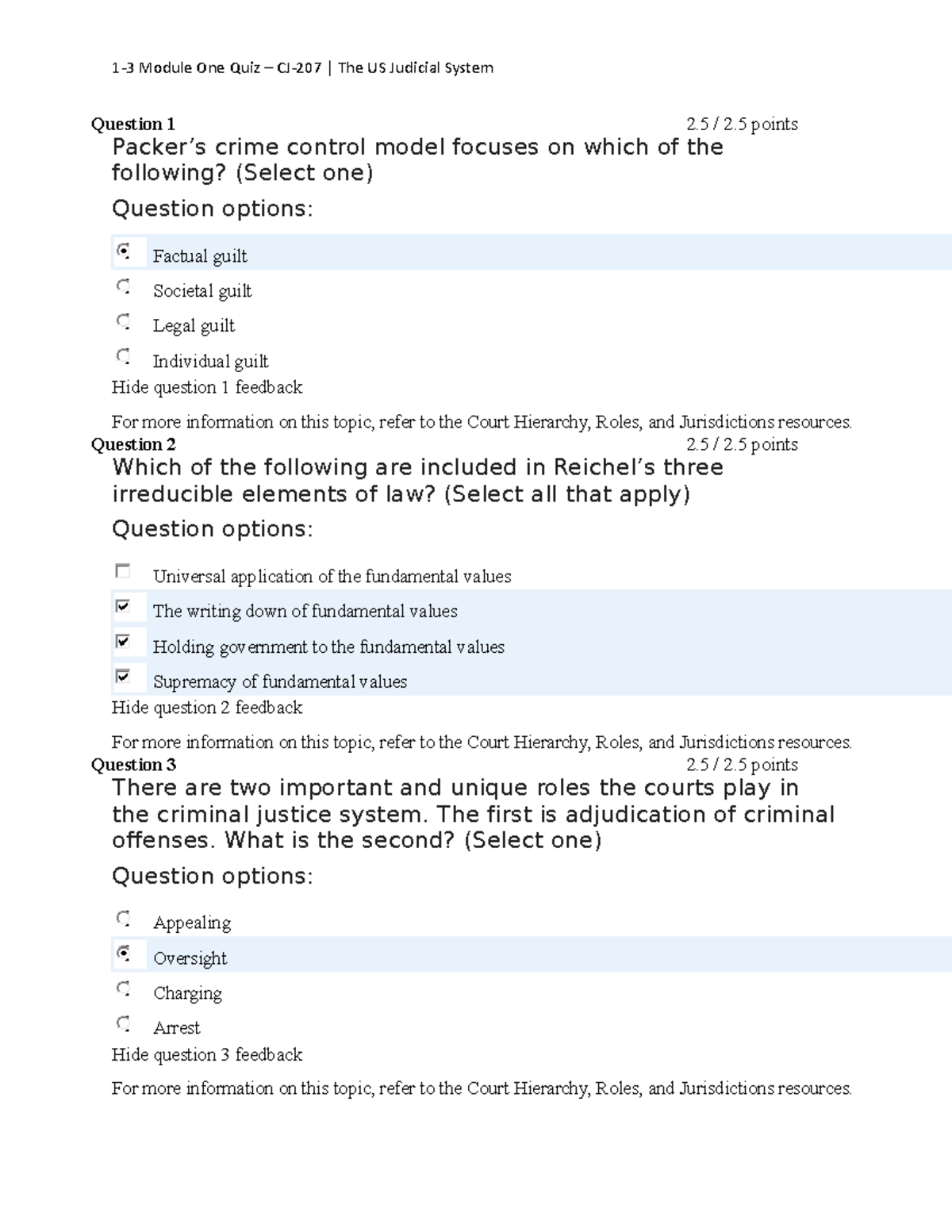 1-3 Quiz - Module 1-3 Quiz - Question 1 2 / 2 points Packer’s crime ...