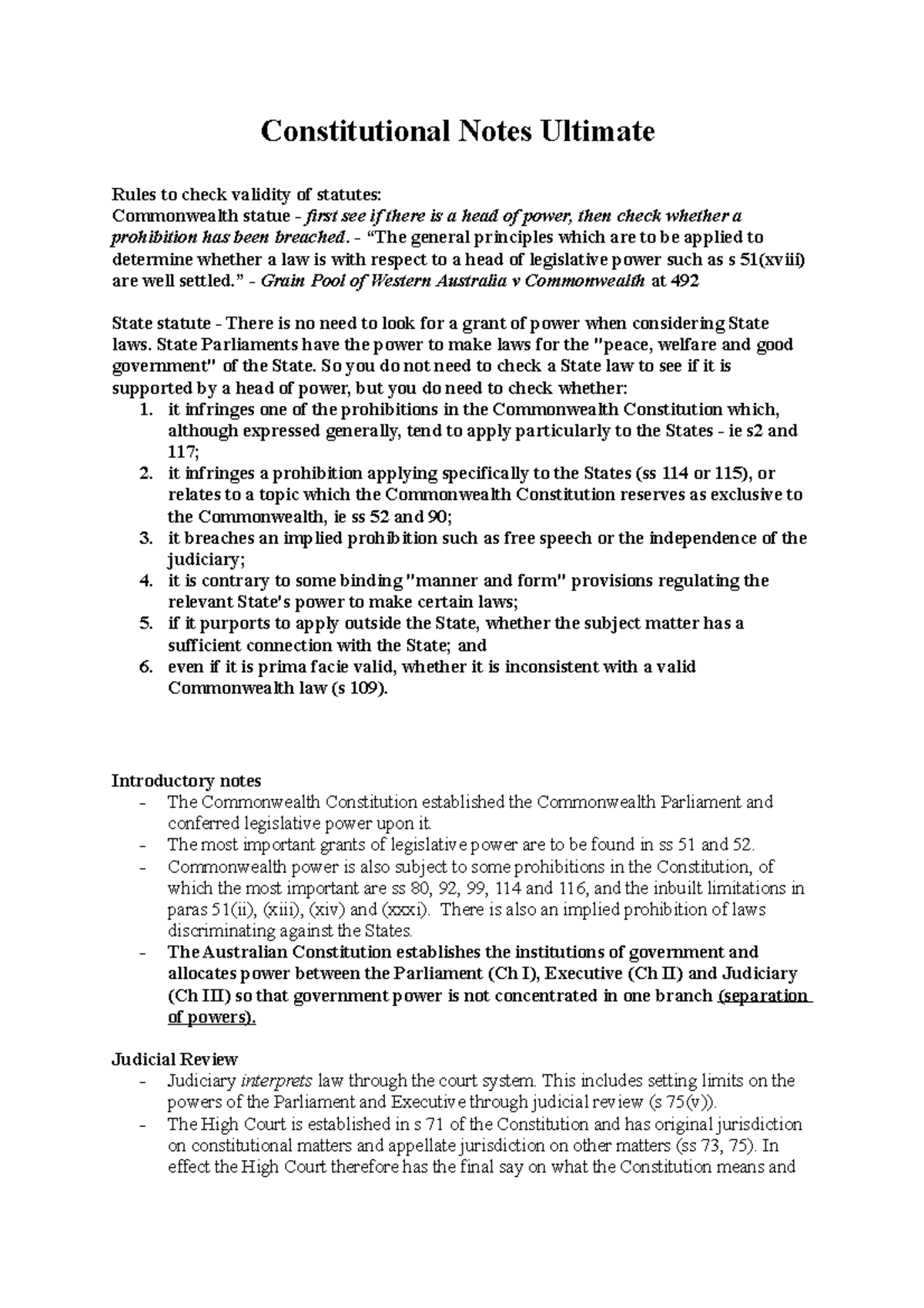 Constitutional Notes Ultimate - “The general principles which are to be ...