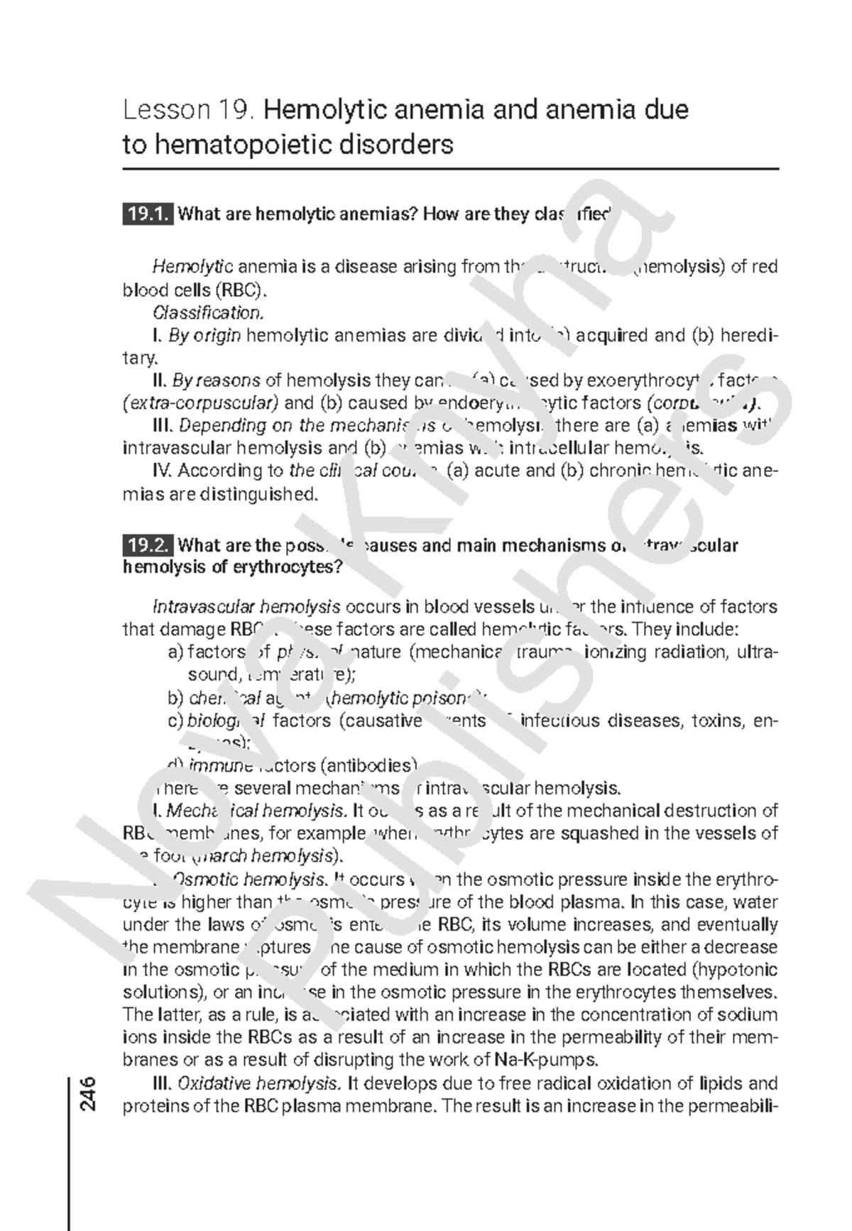 Anemia 1 - Lesson 19. Hemolytic anemia and anemia due to hematopoietic ...