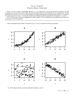 Practice Exam 2 Solutions - Stat 103 - Spring 2020 Practice Exam 1 Solutions Exam 1 will be in ...