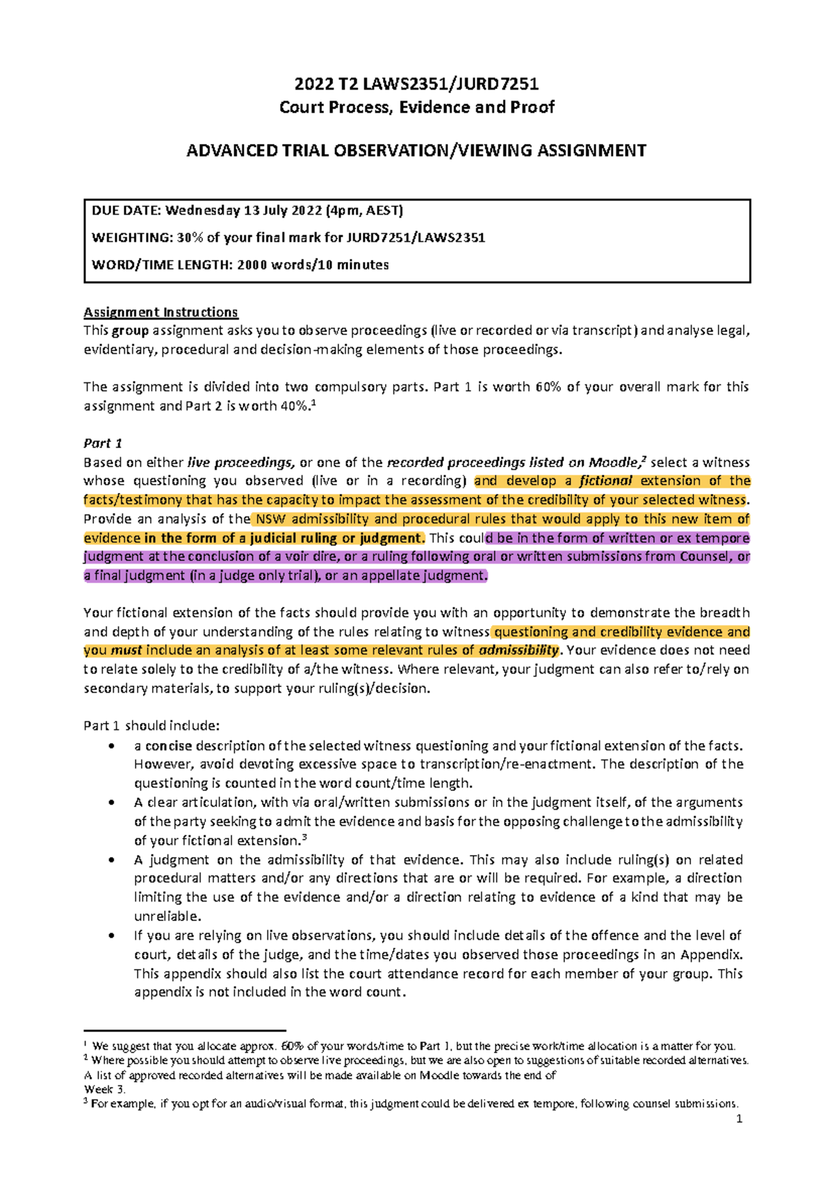 CPEP 2022 T2 Trial Observation Instructions post - 2022 T2 LAWS2351 ...