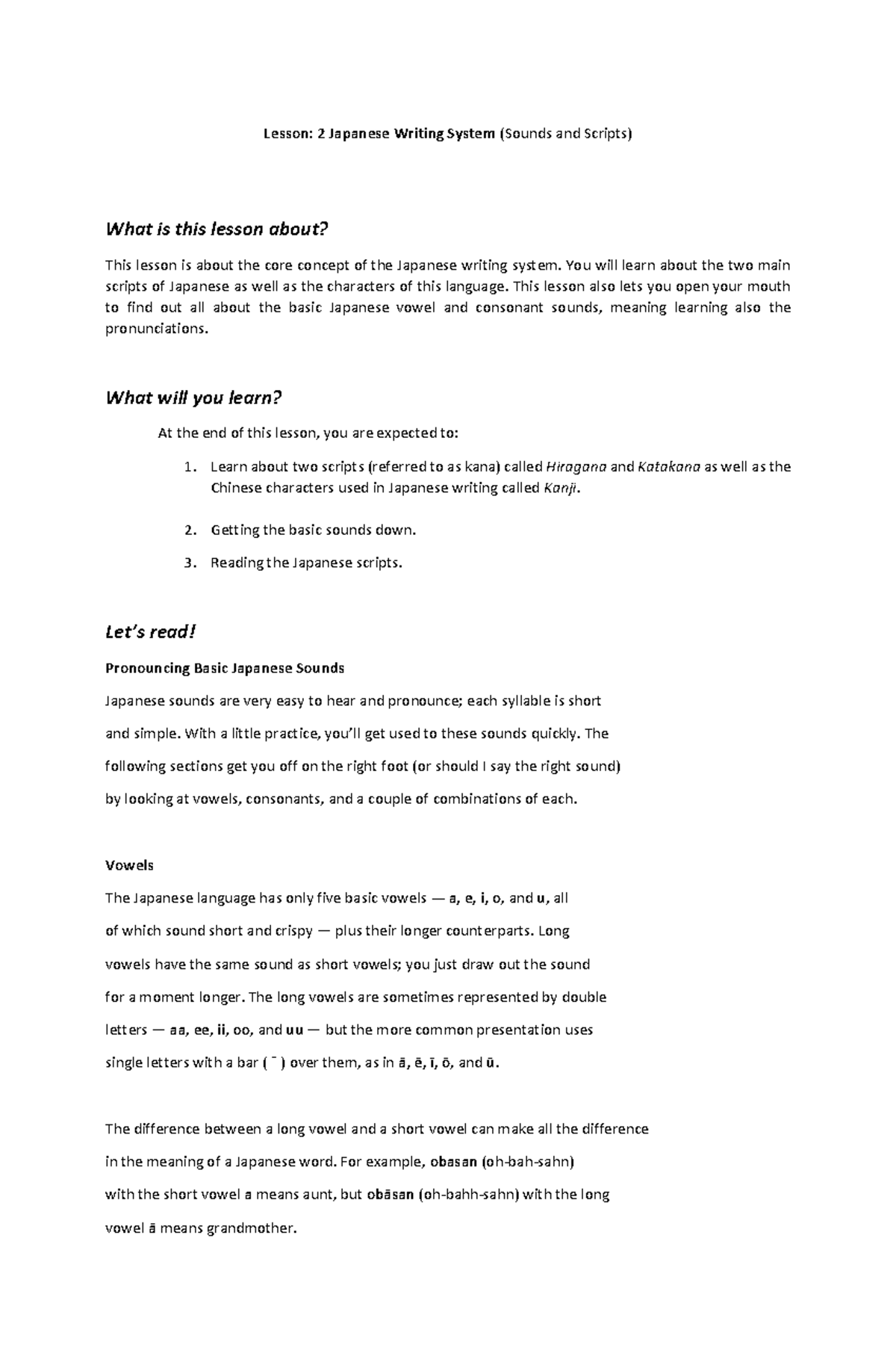 Sounds and scripts - Incase u need - Lesson: 2 Japanese Writing System ...