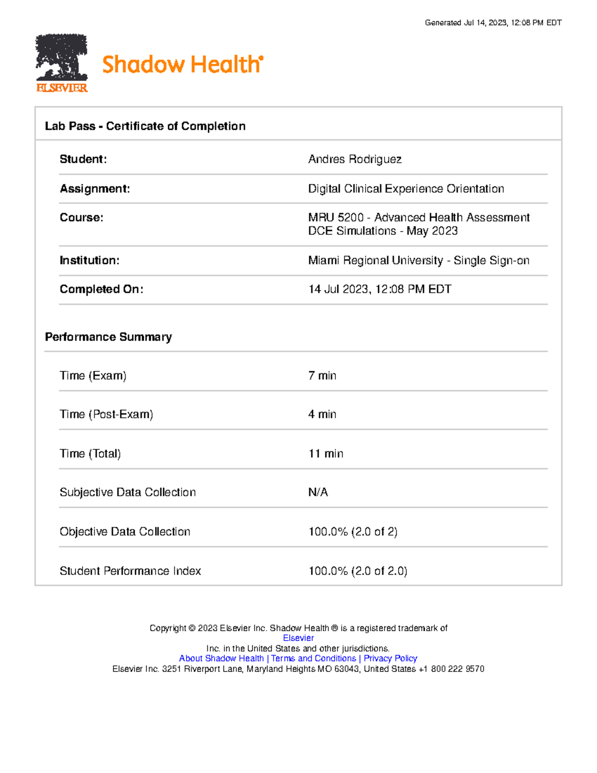 Rodriguez andres labpass DCE - Generated Jul 14, 2023, 12:08 PM EDT Lab ...