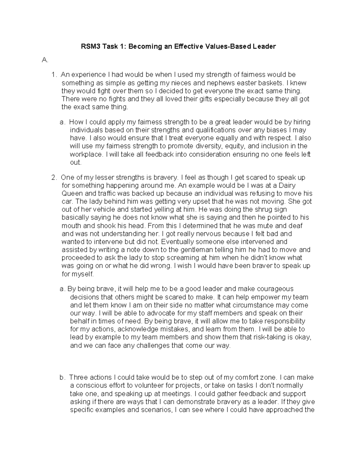 RSM3 Task 1 - Becoming an Effective Values-Based Leader - S - An ... RSM3 Task 1 - Becoming an Effective Values-Based Leader - S - An ...