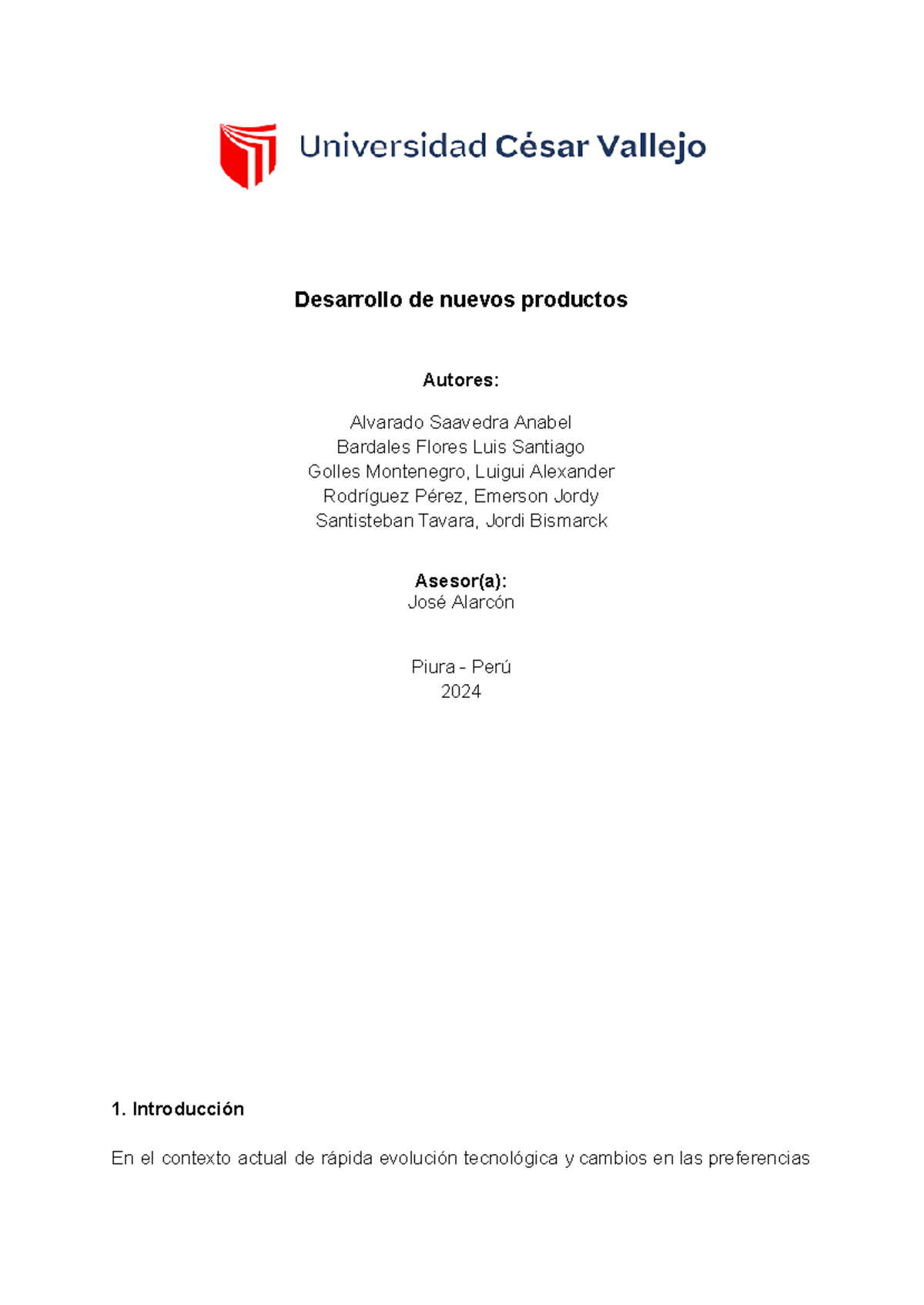 Reporte S11 - Trabajo - Desarrollo de nuevos productos Autores ...