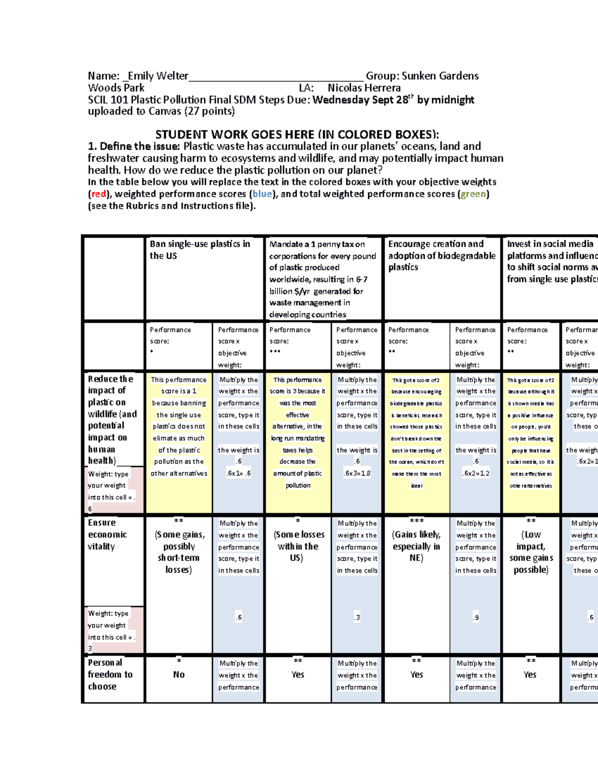 Plastic Final SDM Steps and Review - Student WORK F22-1 emily - Name ...