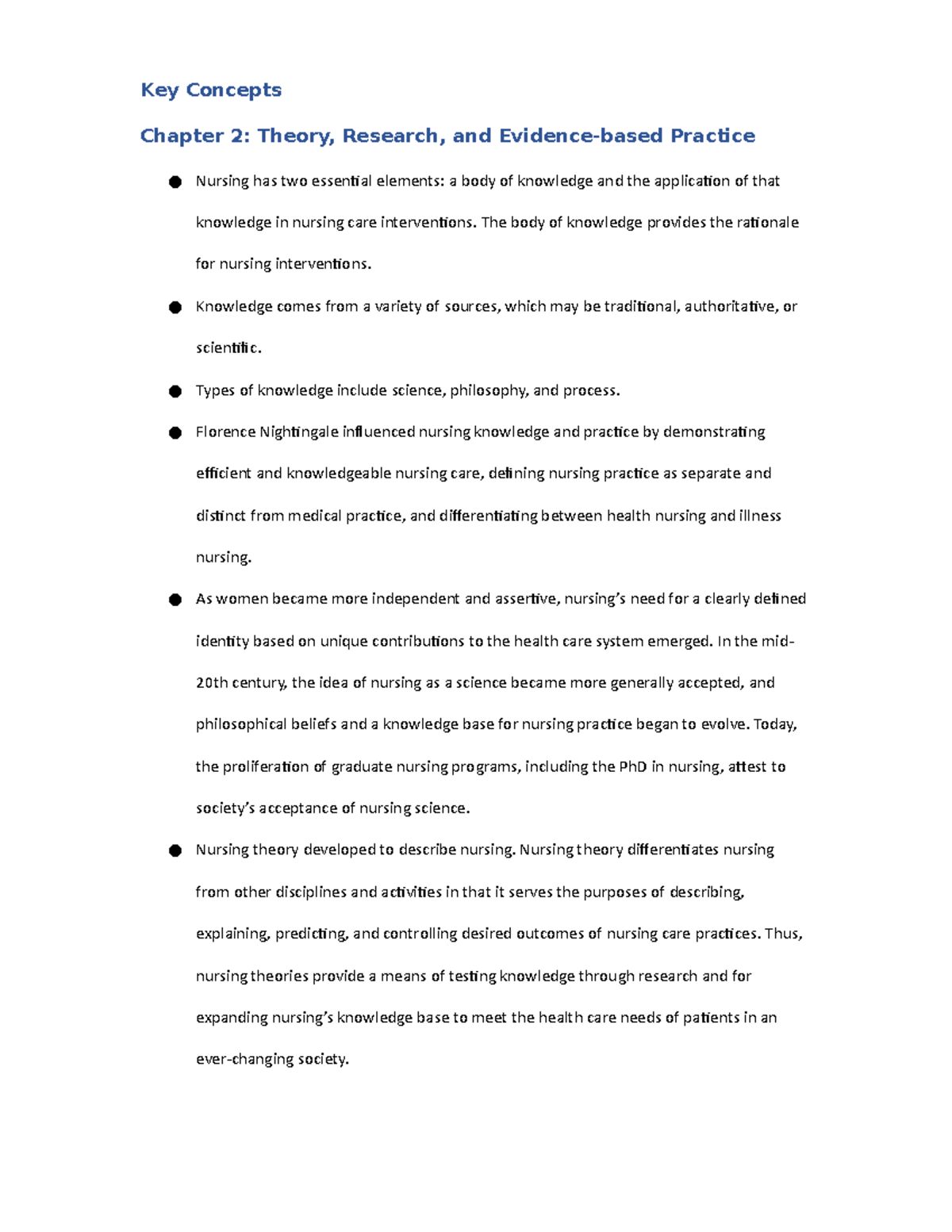 KC Chapter 02 - Vsims Edith Jacobson - Key Concepts Chapter 2: Theory ...