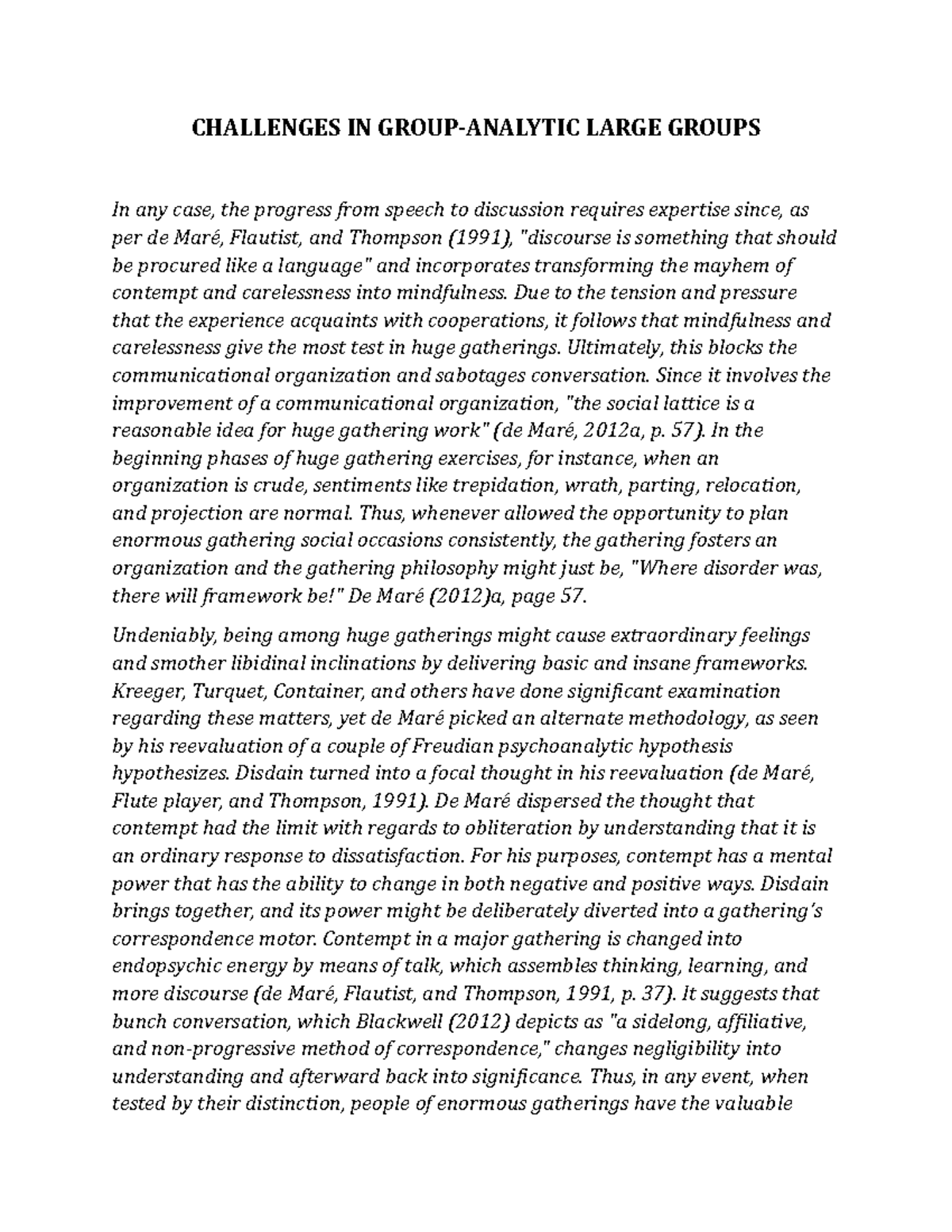 Challenges IN Group- Analytic Large Groups - CHALLENGES IN GROUP ...