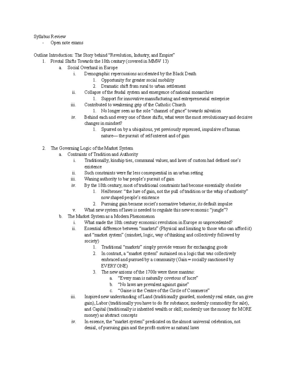 Lecture (1 9) 1 - Syllabus Review - Open note exams Outline ...