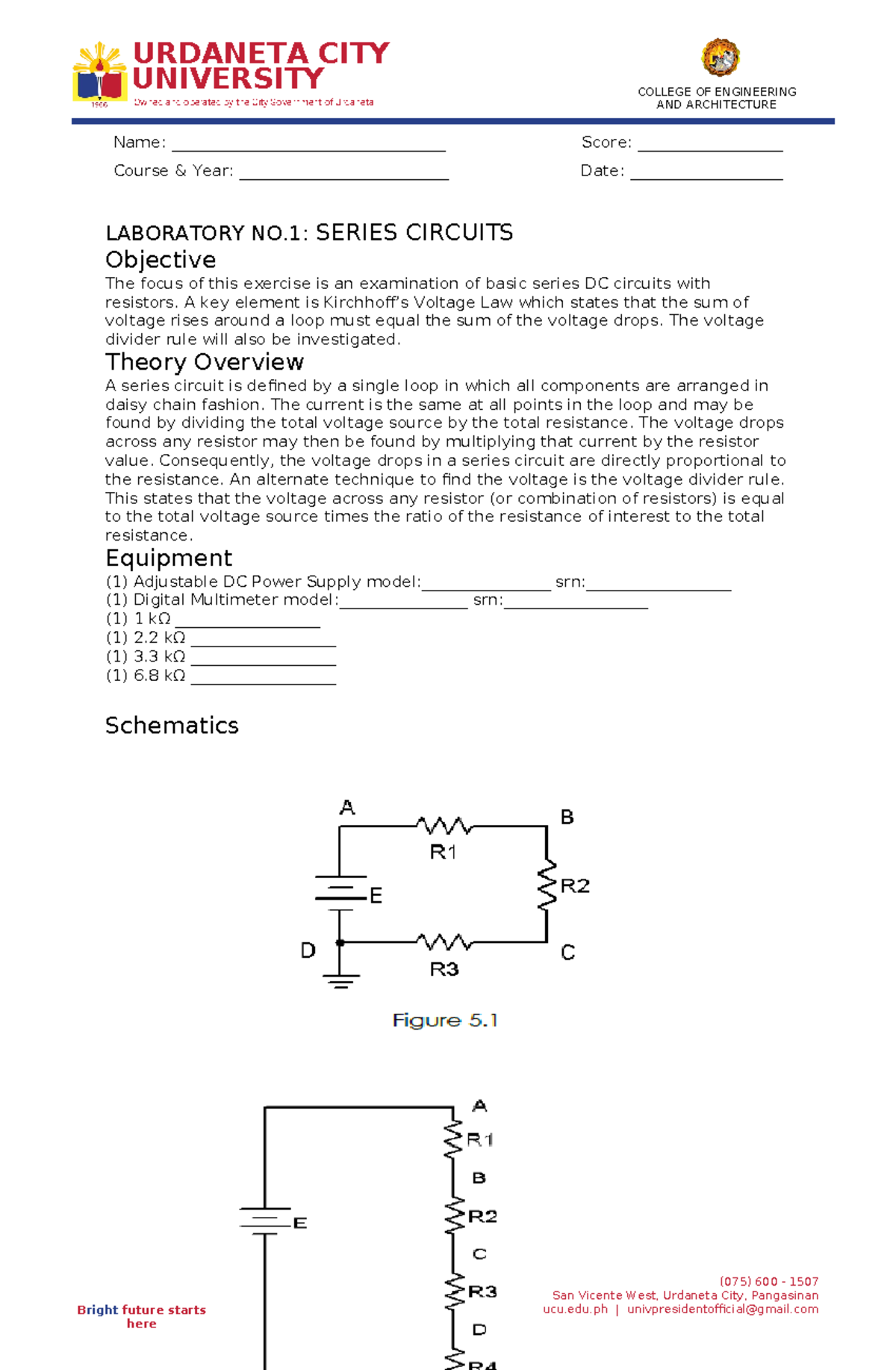 Laboratory 3 Series Circuits - COLLEGE OF ENGINEERING Owned and ...