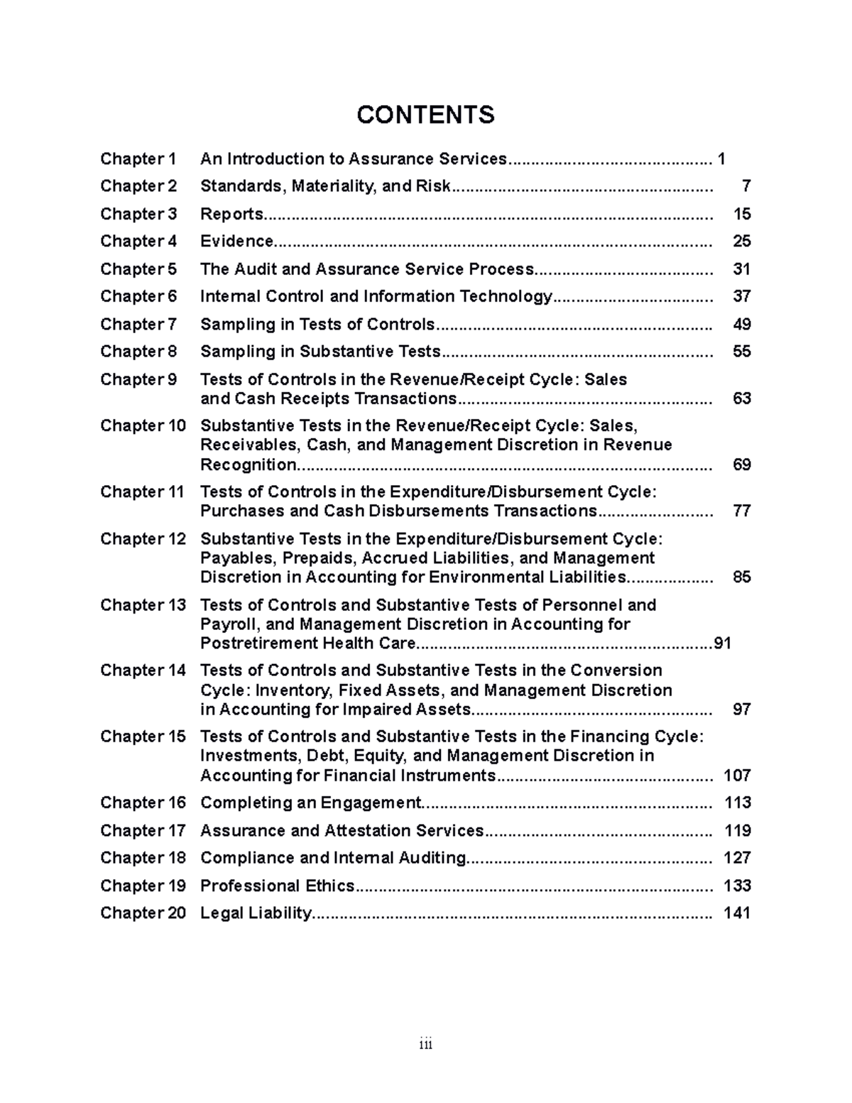 Toc - Audit - CONTENTS Chapter 1 An Introduction to Assurance - Studocu