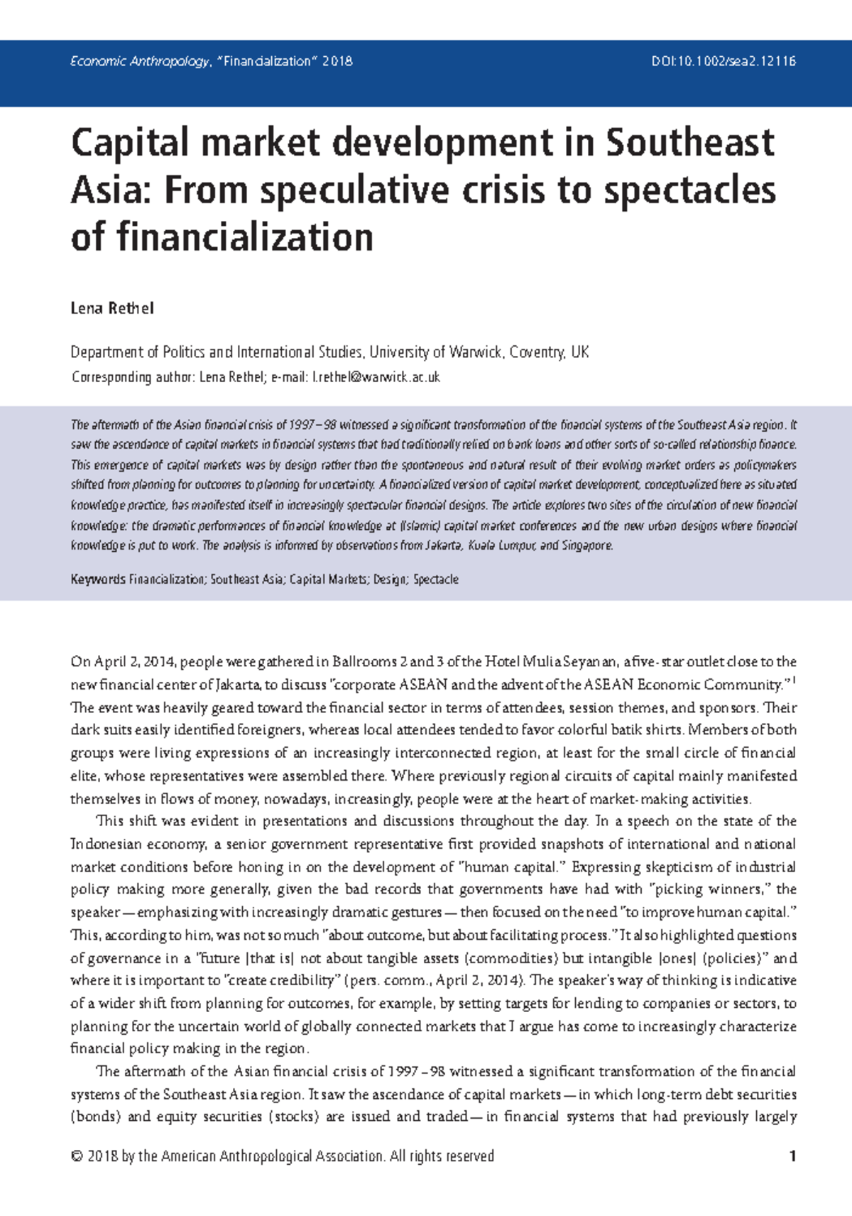 Capital market development in Southeast - Economic Anthropology ...