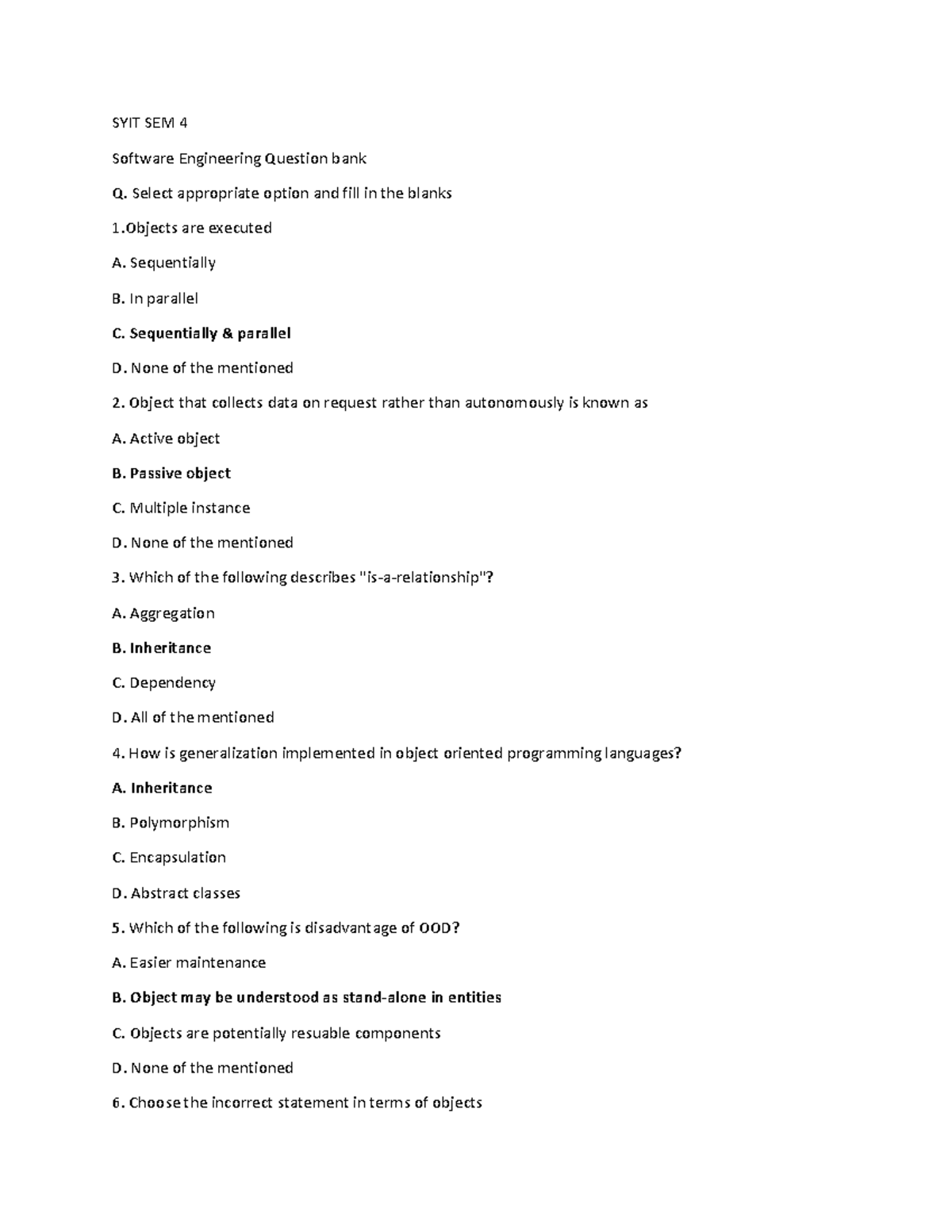 SE MCQ Internal Exam - SYIT SEM 4 Software Engineering Question bank Q ...