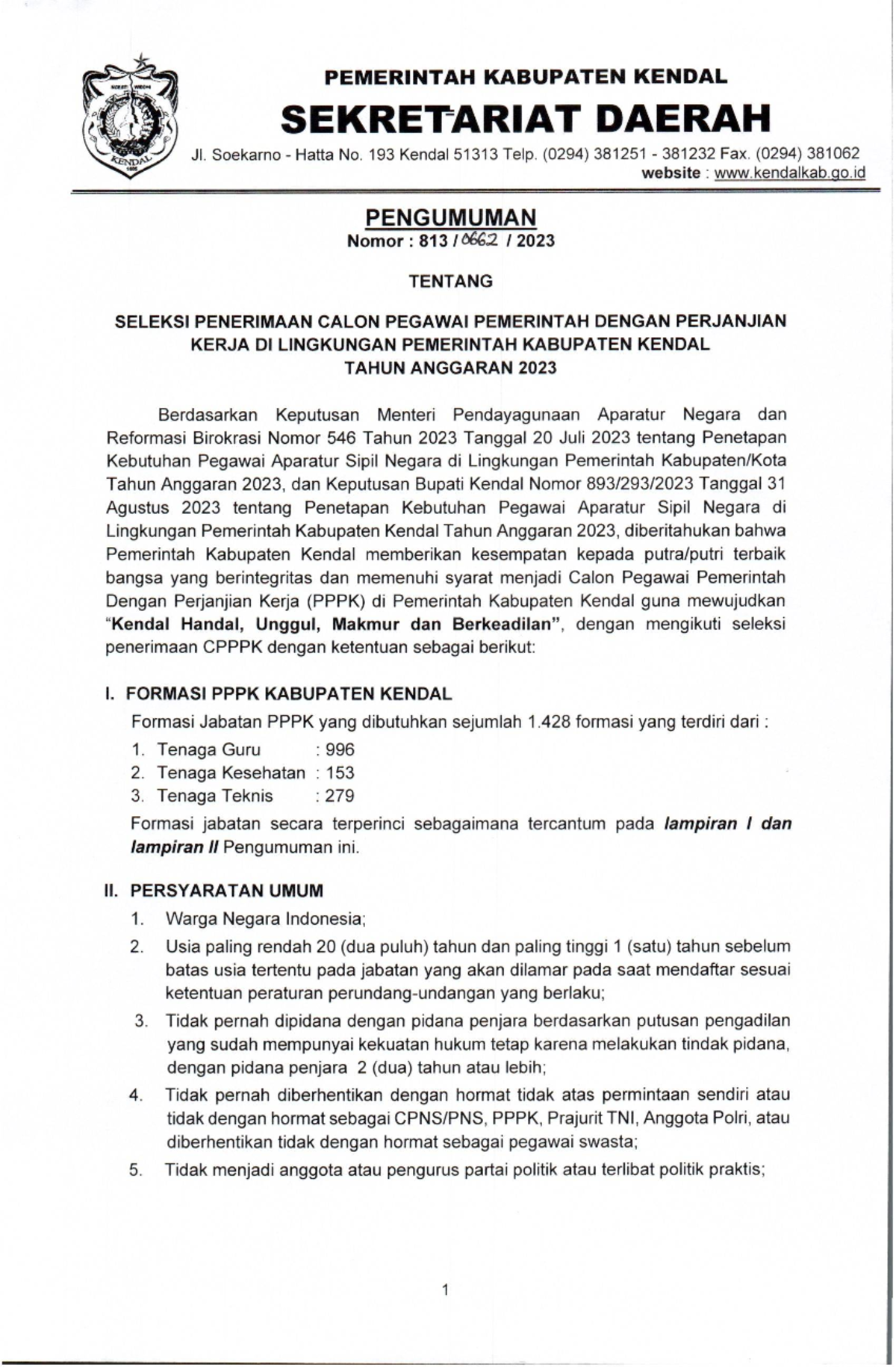 Pengumuman P3k 2023 - Pembelajaran Ppkn Sd - Studocu