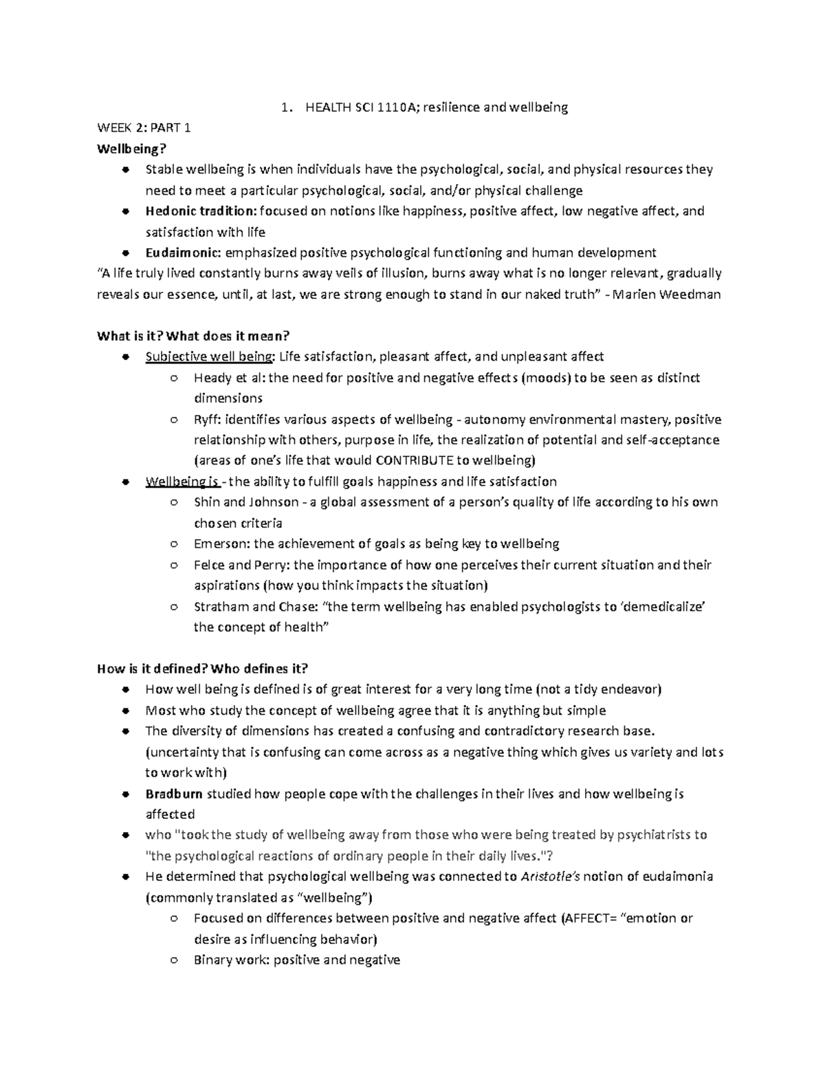 Topic 2 -4 1110A - Lecture notes - HEALTH SCI 1110A; resilience and ...
