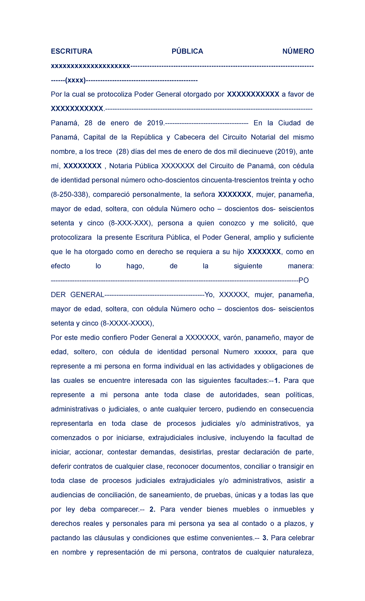 Escritura DE Poder General - ESCRITURA PÚBLICA NÚMERO ...