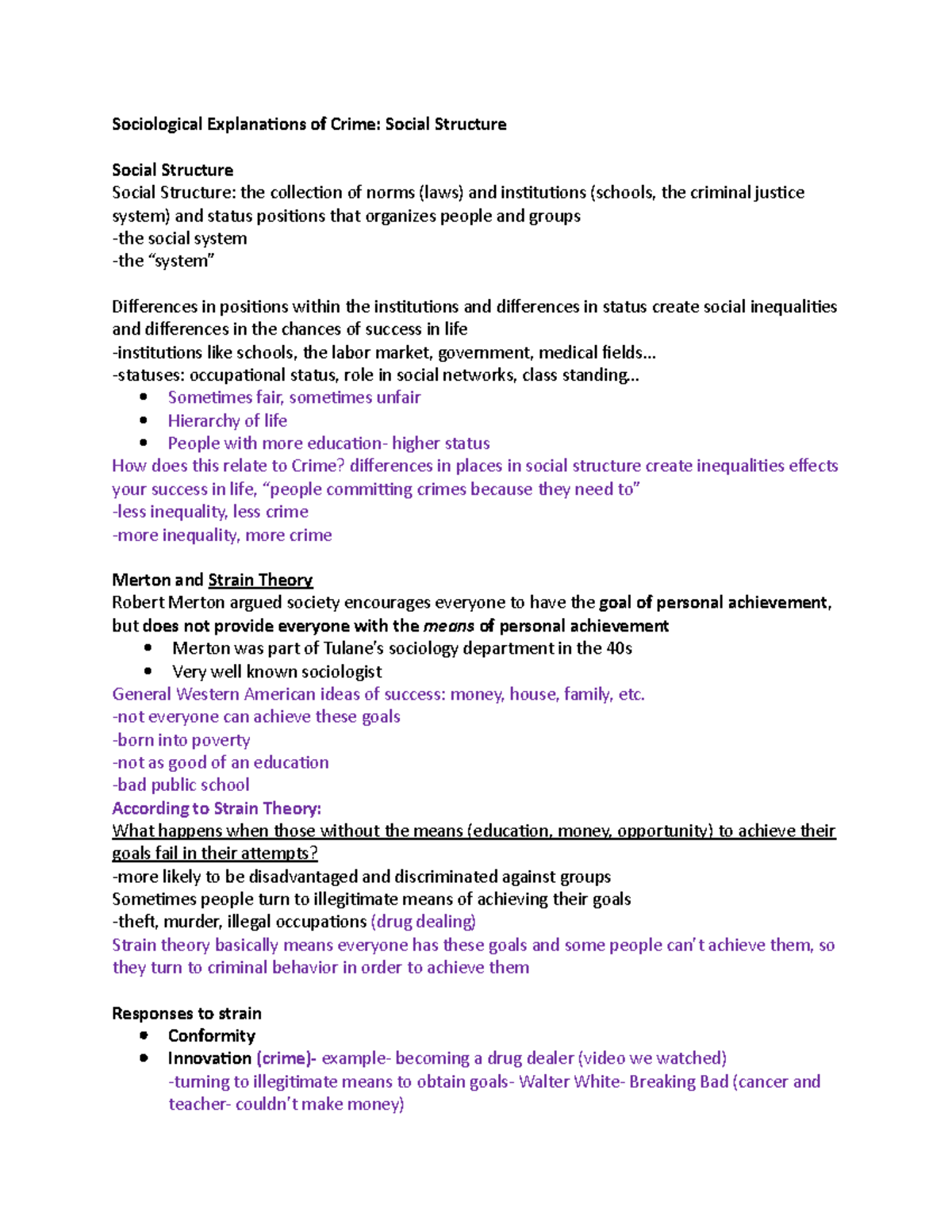 Sociological Perspective of Crime - Sociological Explanations of Crime ...