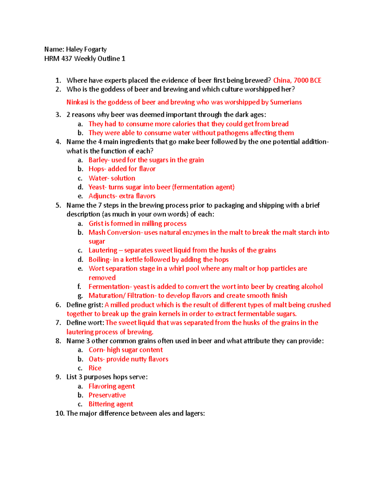 HRM 437 Weekly outline 1 - Name: Haley Fogarty HRM 437 Weekly Outline 1 ...