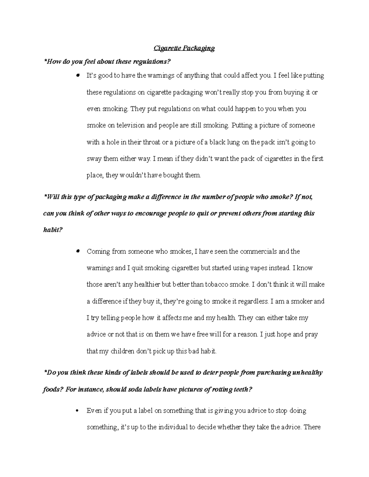 Cigarette Packaging - a paper about why smoking is bad - SCI215 - SNHU ...