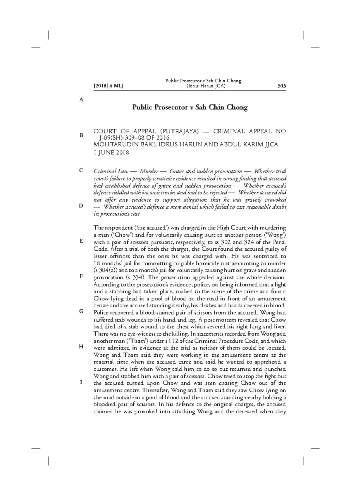 (Week 5) Public Prosecutor v Sah Chin Chong - Public Prosecutor v Sah ...