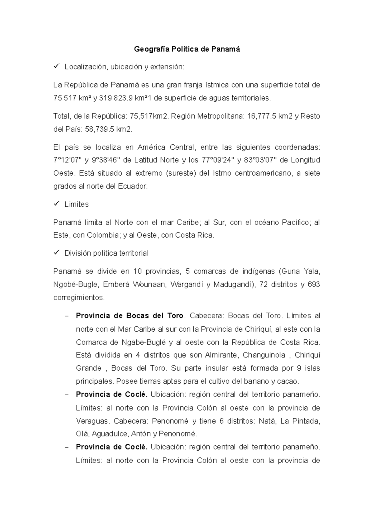 Geografía Política de Panamá - Geografía Política de Panamá ...