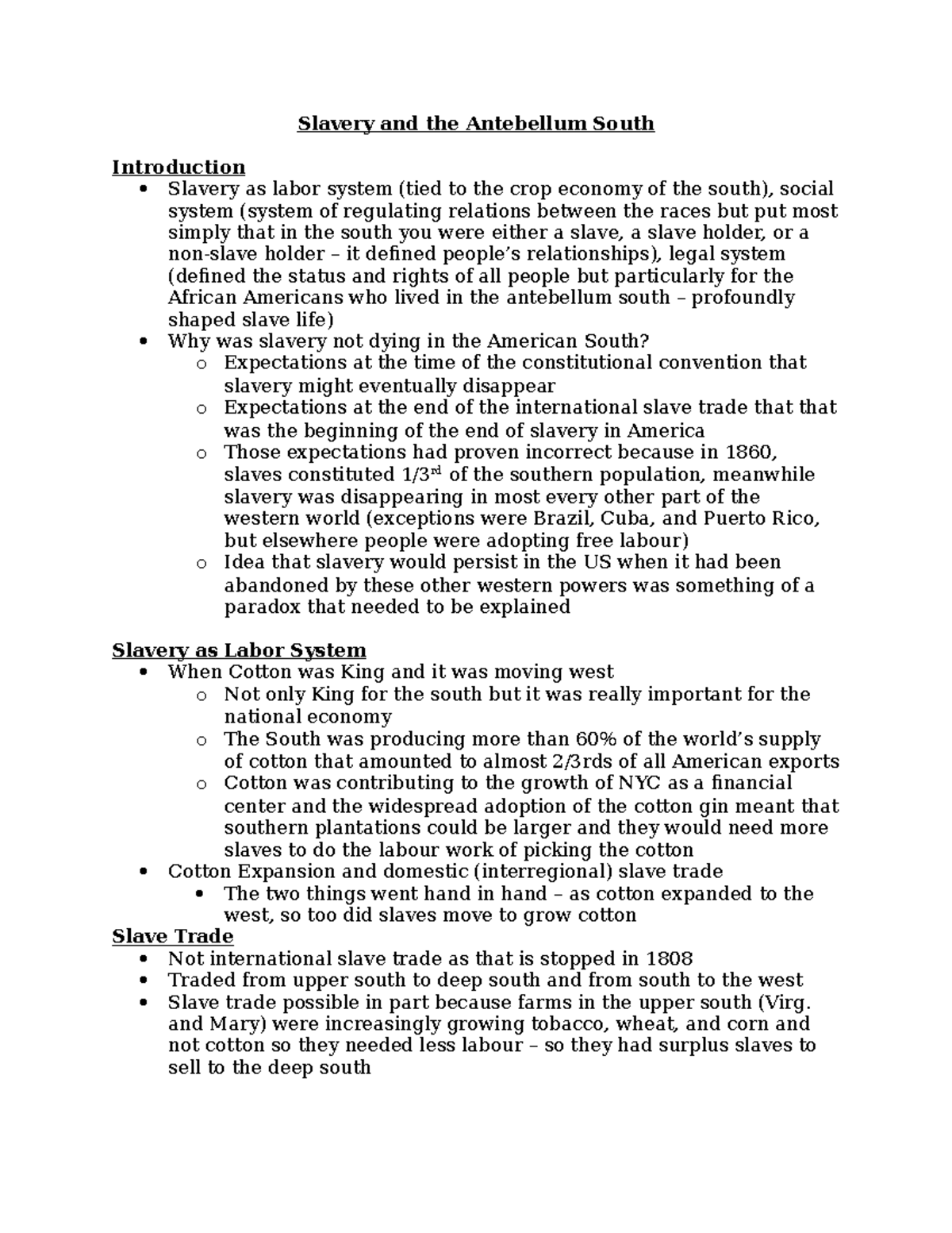 Slavery and the Antebellum South - Slavery and the Antebellum South ...