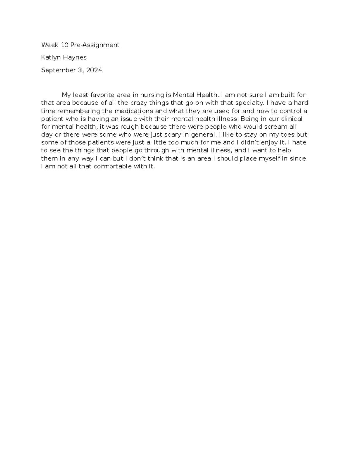 Week 10 Pre-Assignment - Week 10 Pre-Assignment Katlyn Haynes September ...