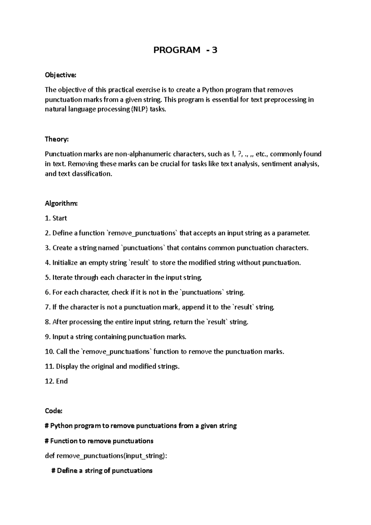 Program 3 - AI file - PROGRAM - 3 Objective: The objective of this ...