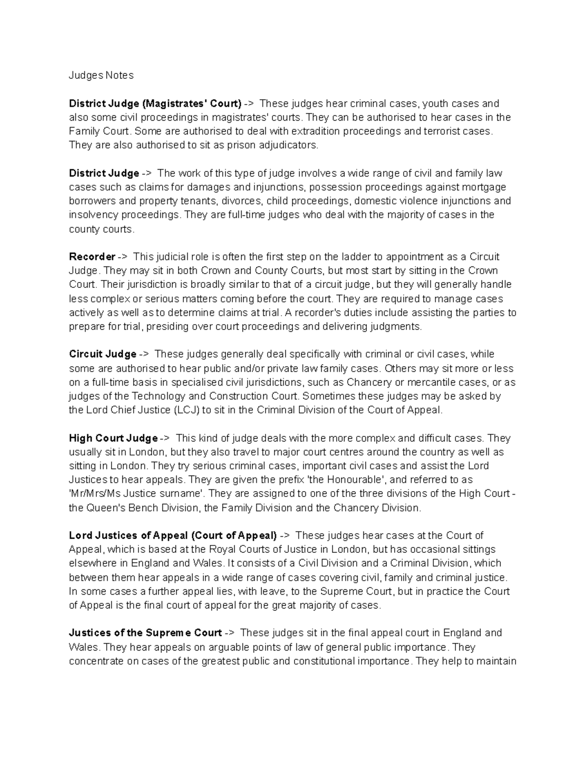Judges Notes - Judges Notes District Judge (Magistrates' Court ...