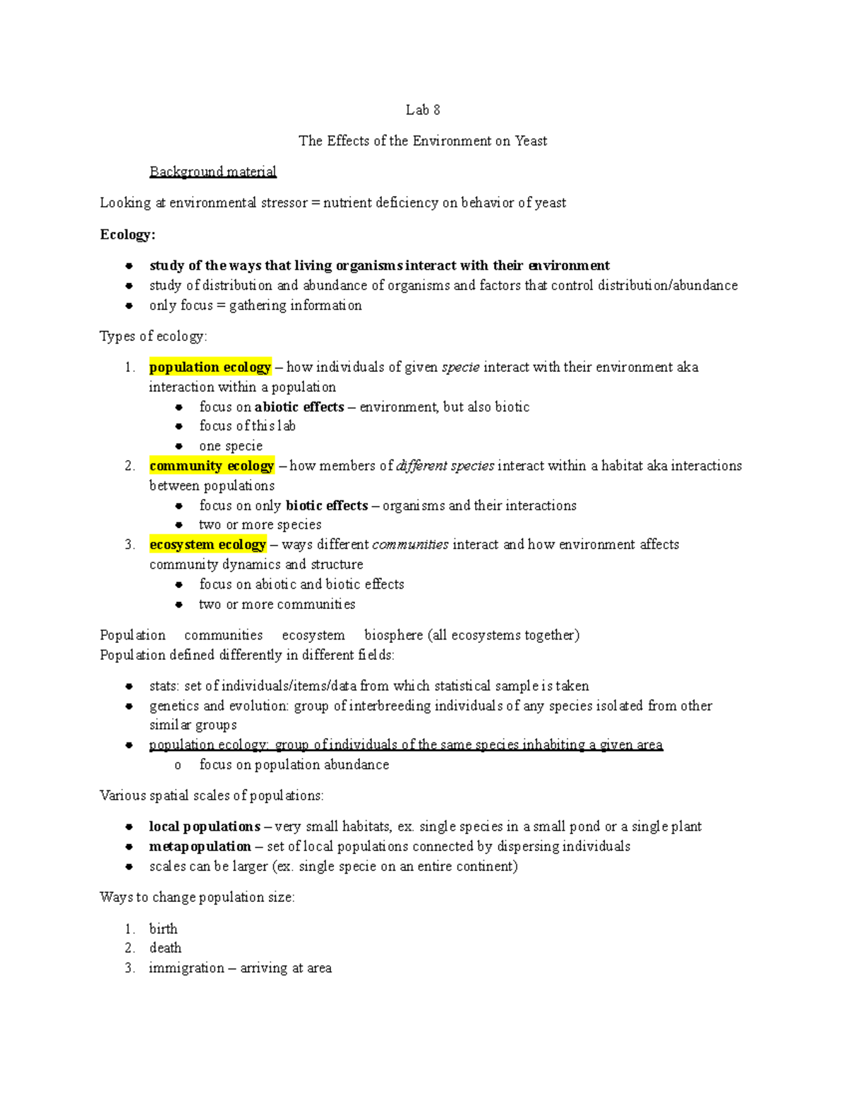 Lab 8 - BIO 200: Evolutionary Biology The Effects of the Environment on ...