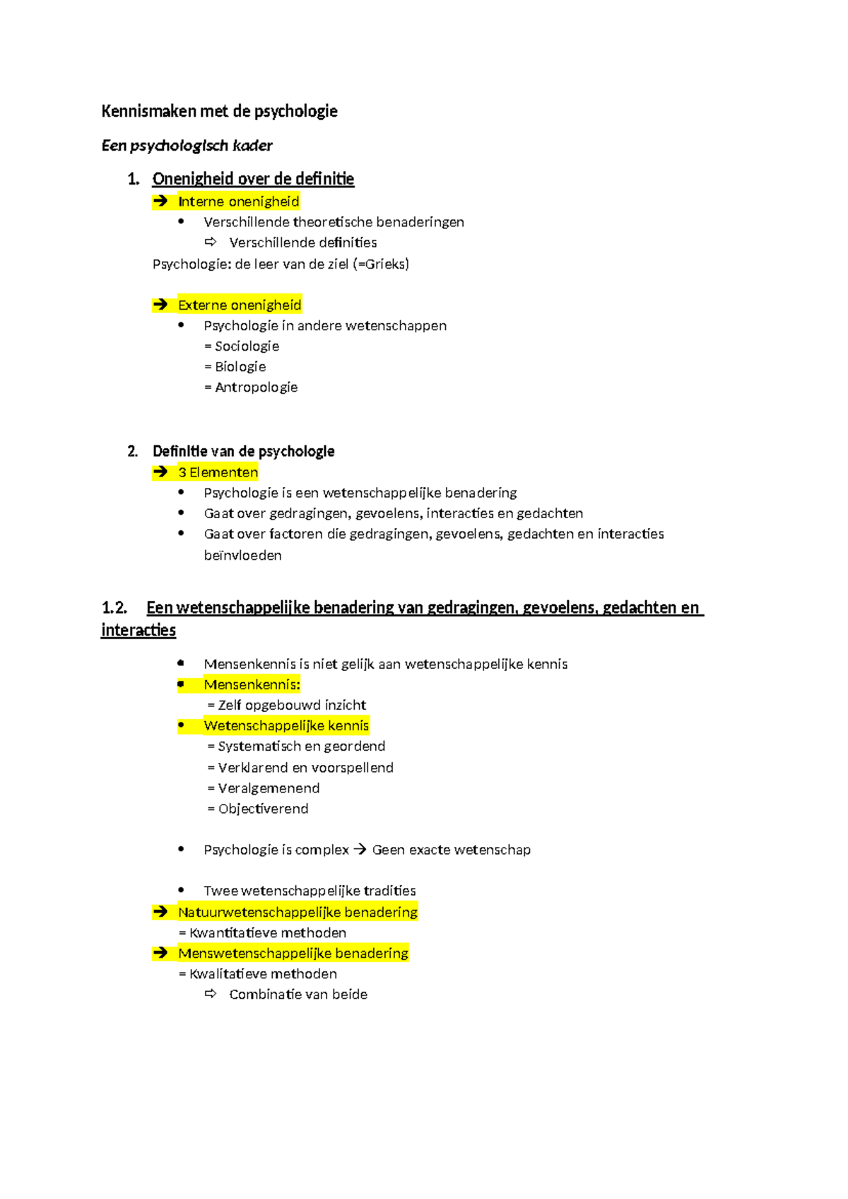 Voorbereiden S1 Kennismaken met de psychologie - Kennismaken met de ...