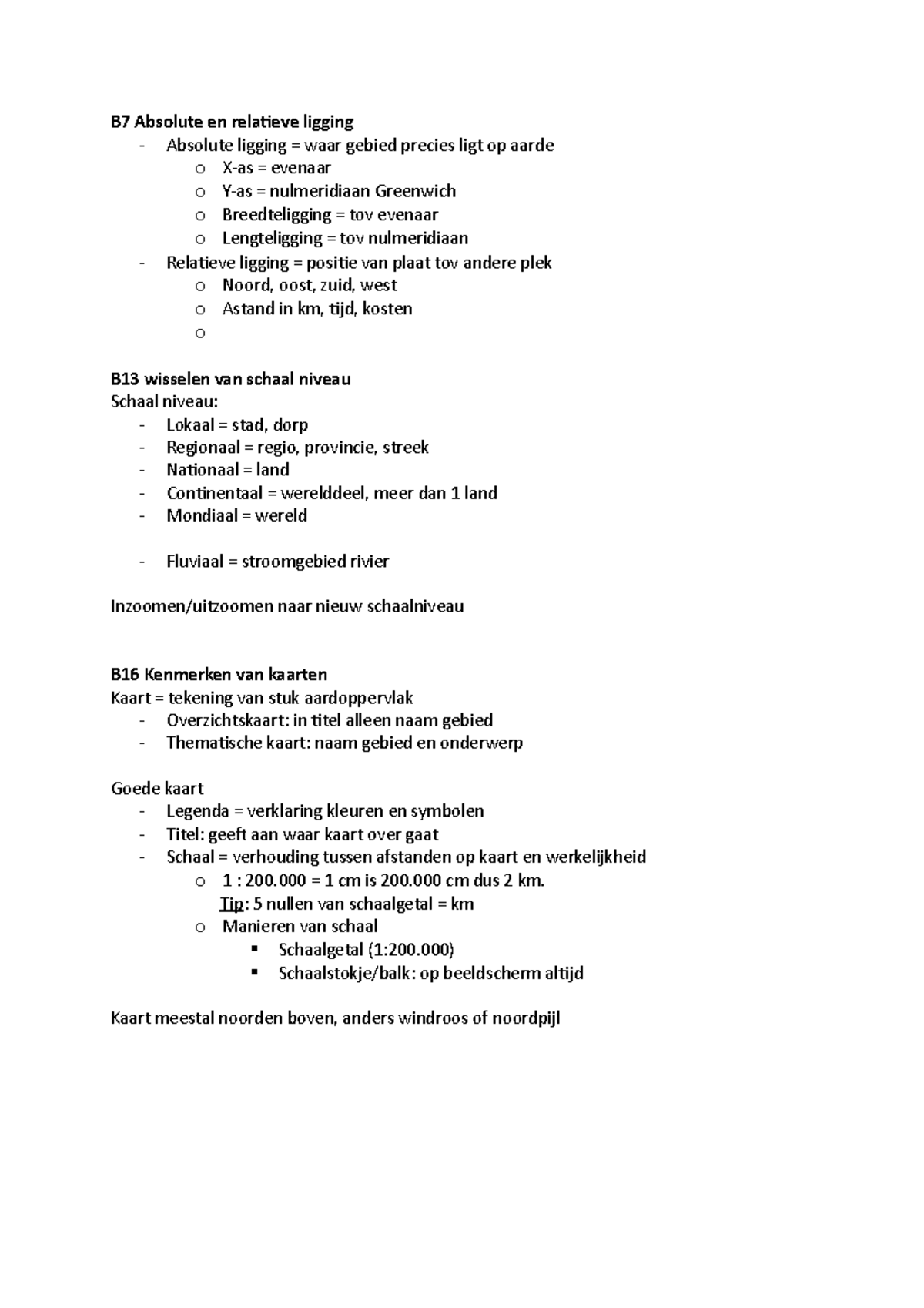 Aardrijkskunde samenvatting - B7 Absolute en relatieve ligging ...