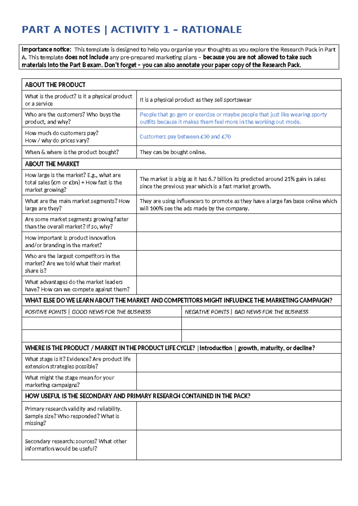 Unit 2 Research Pack A4 Notes Template - PART A NOTES | ACTIVITY 1 ...