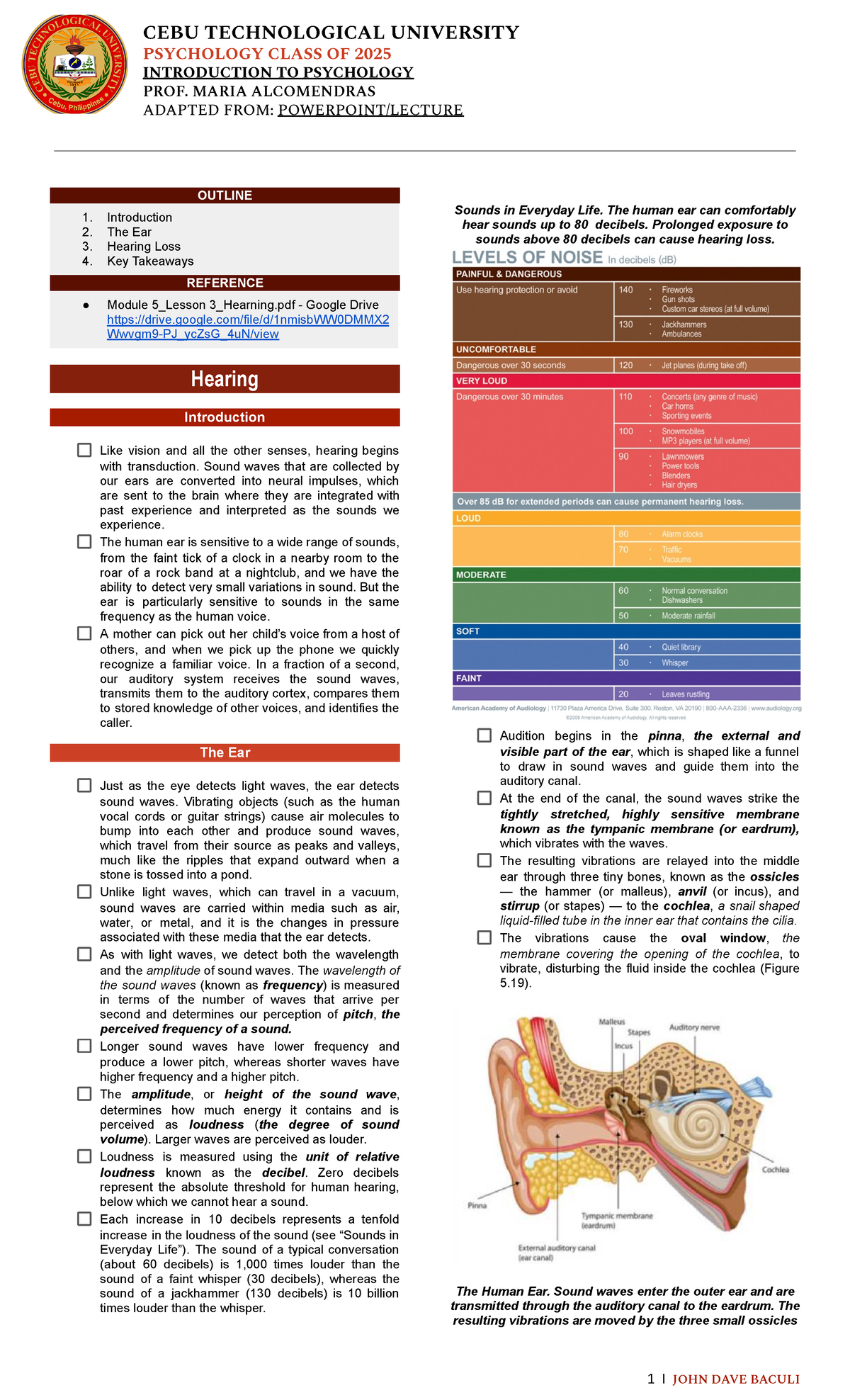Transes for ITP - Lesson 3 Hearing - CEBU TECHNOLOGICAL UNIVERSITY ...