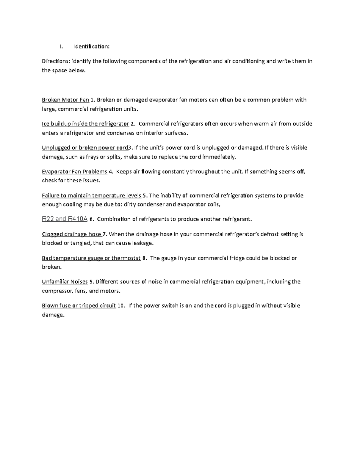 19 - Identification - I. Identification: Directions: identify the ...