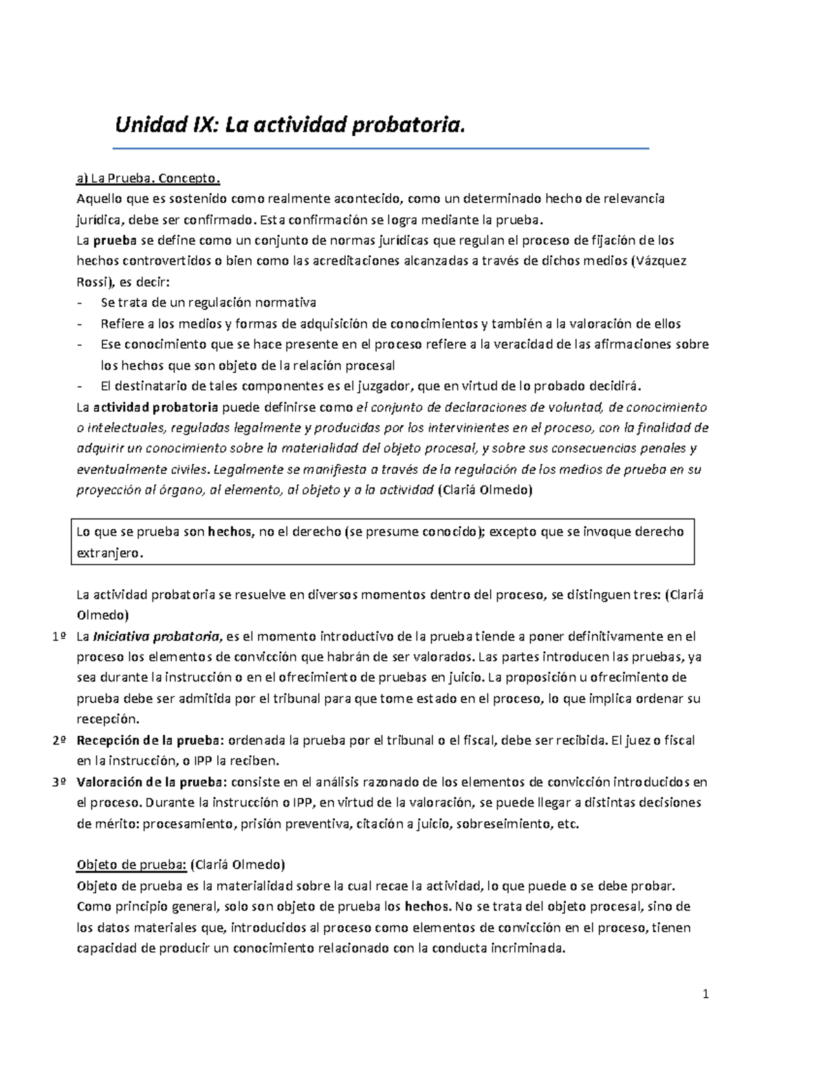 Unidad IX La actividad probatoria-convertido - Warning: TT: undefined function: 32 Warning: TT ...