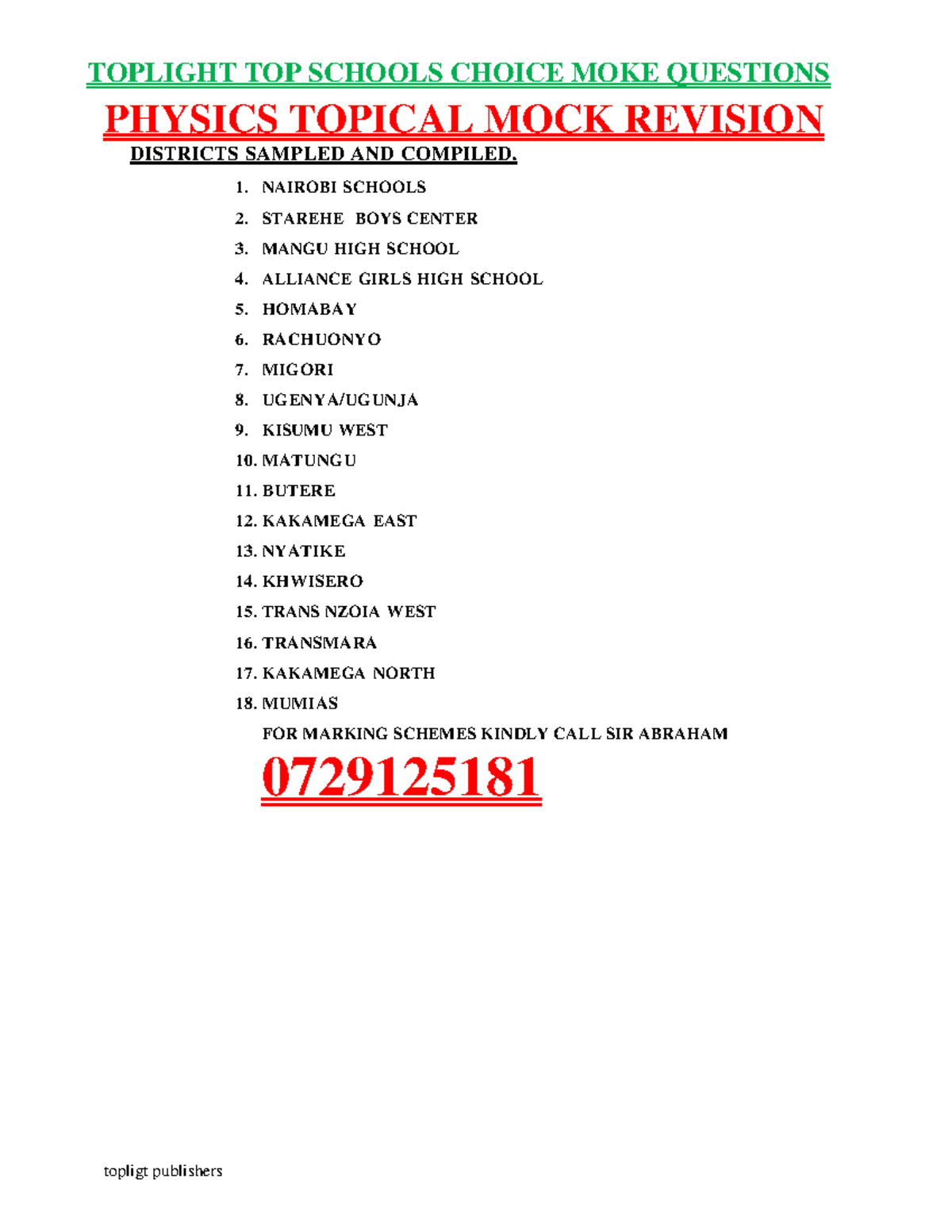 Topical Mock Physics questions - topligt publishers choice PHYSICS ...