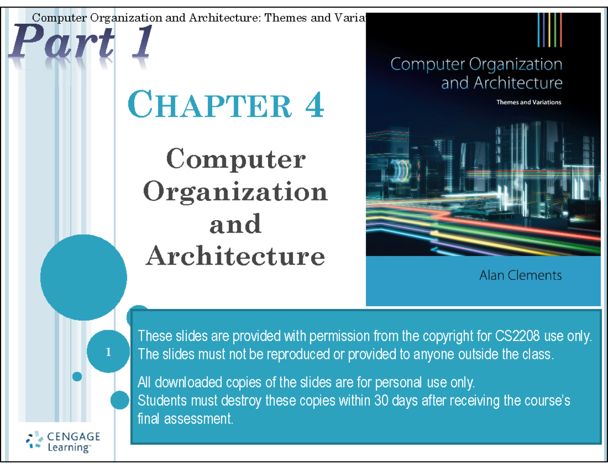 COA Chapter 04 Part 1 - Week 13 - C HAPTER 4 Computer Organization and Architecture 1 Computer ...