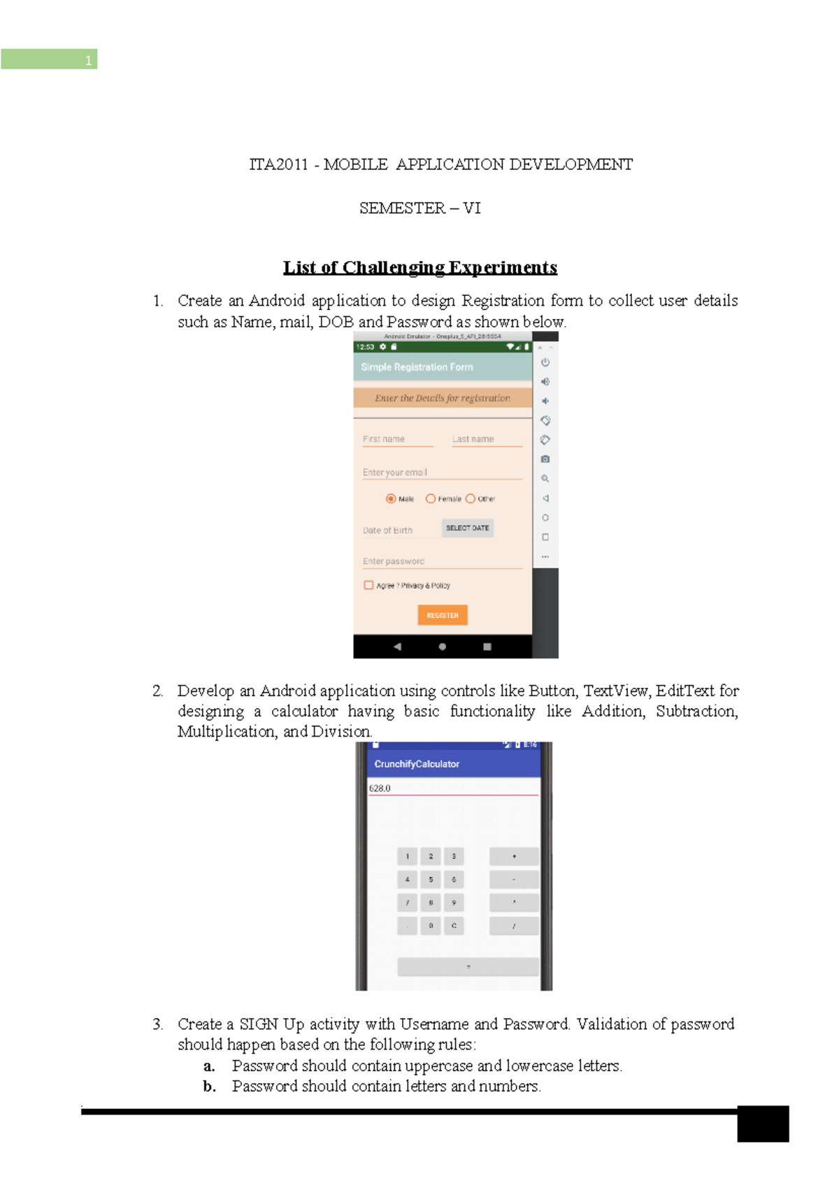 Upload Doc - ITA2011 - MOBILE APPLICATION DEVELOPMENT SEMESTER – VI ...