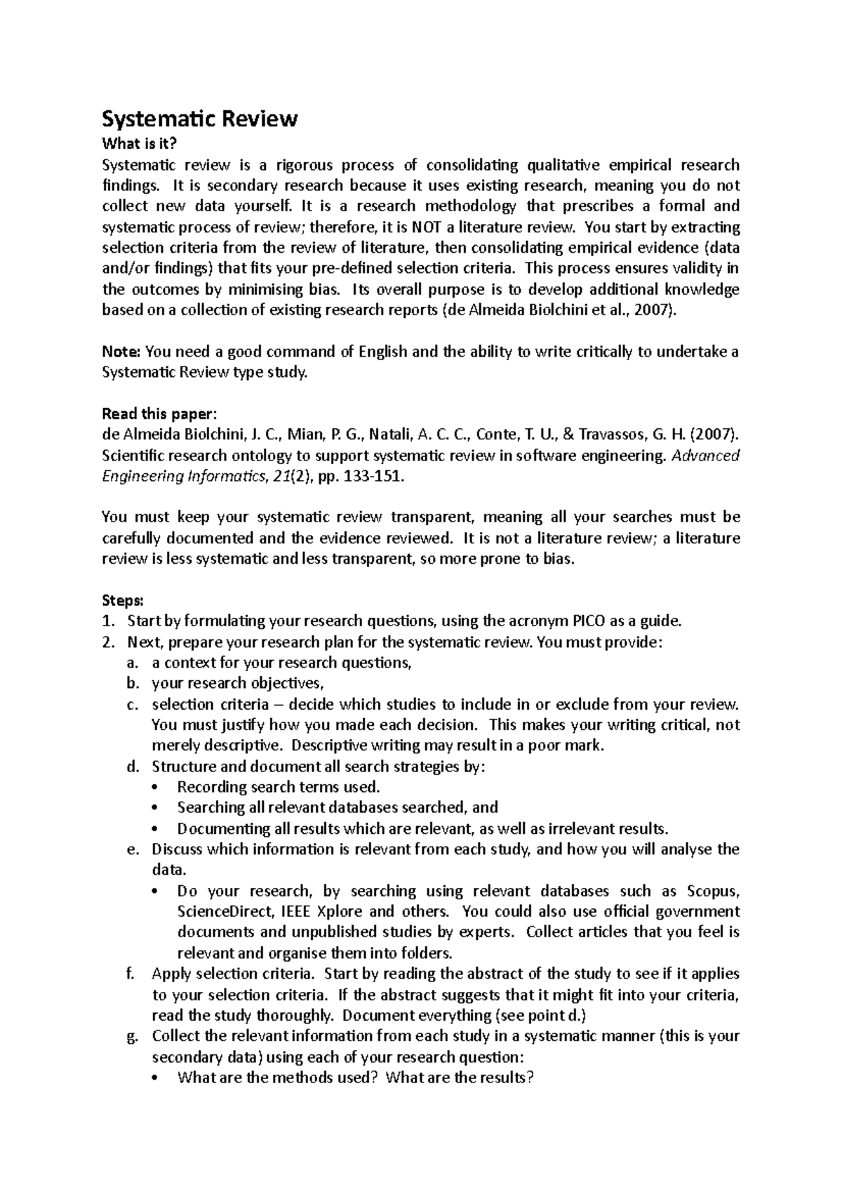 MSoosay Systematic review - Systematic Review What is it? Systematic ...