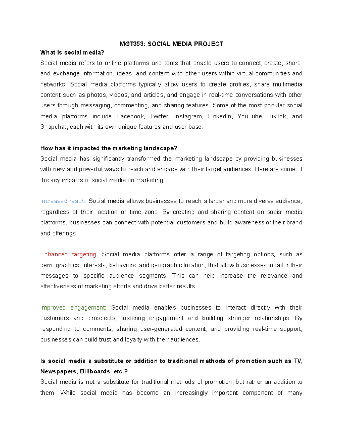 MGT353 Social Media Project - MGT353: SOCIAL MEDIA PROJECT What is ...