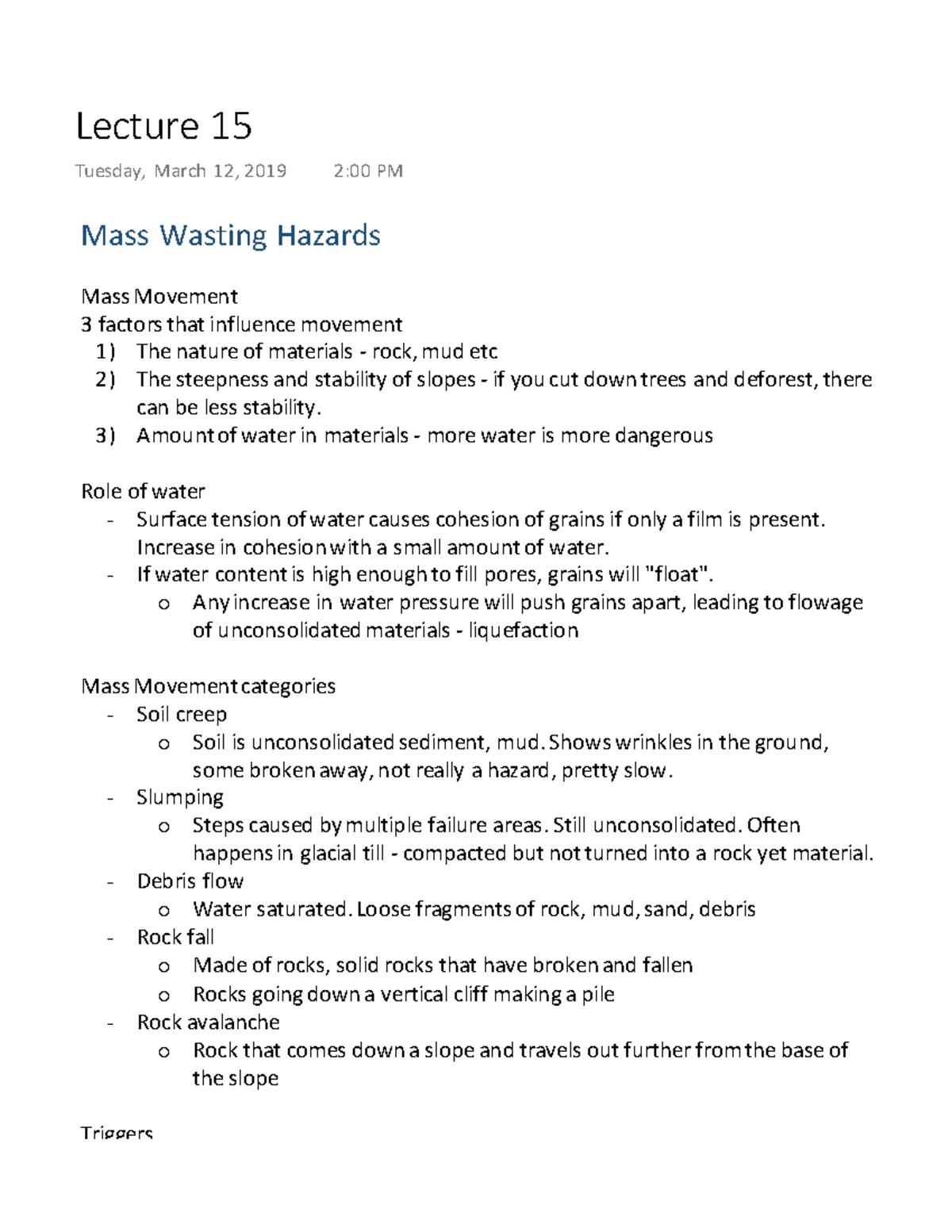Mass Wasting Hazards - GLGY 301 - Mass Wasting Hazards Mass Movement 3 ...