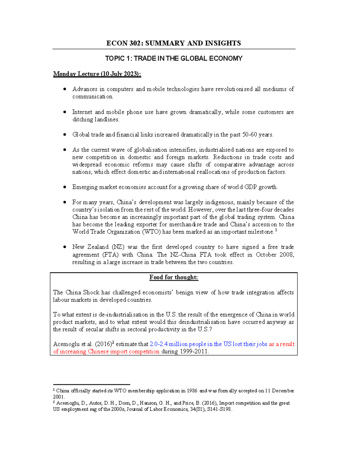 ECON302 Topic 1 Summary and Insights - ECON 302: SUMMARY AND INSIGHTS ...