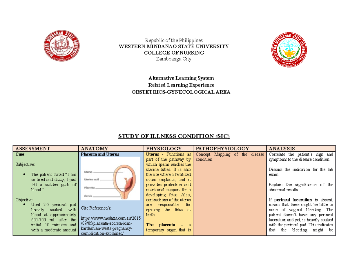 Study OF Illness Condition- Placenta accreta - Republic of the ...