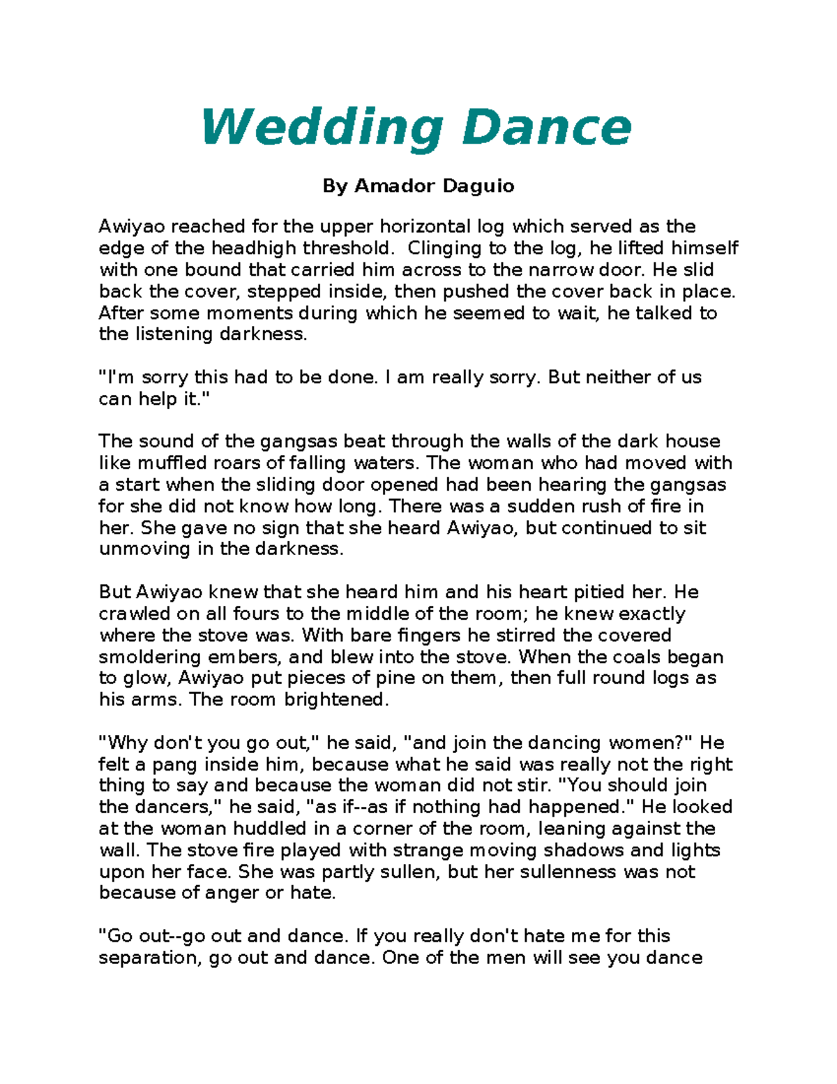 1 Wedding Dance - Wedding Dance By Amador Daguio Awiyao reached for the ...