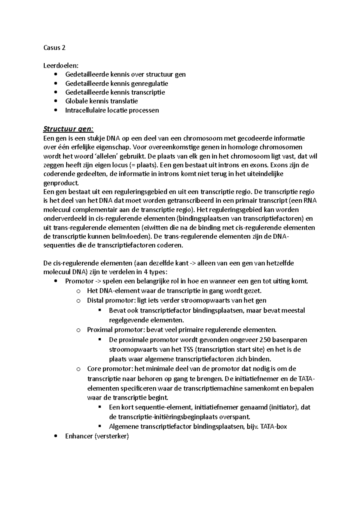 Casus 2 - gedetailleerde informatie over de structuur van een gen ...
